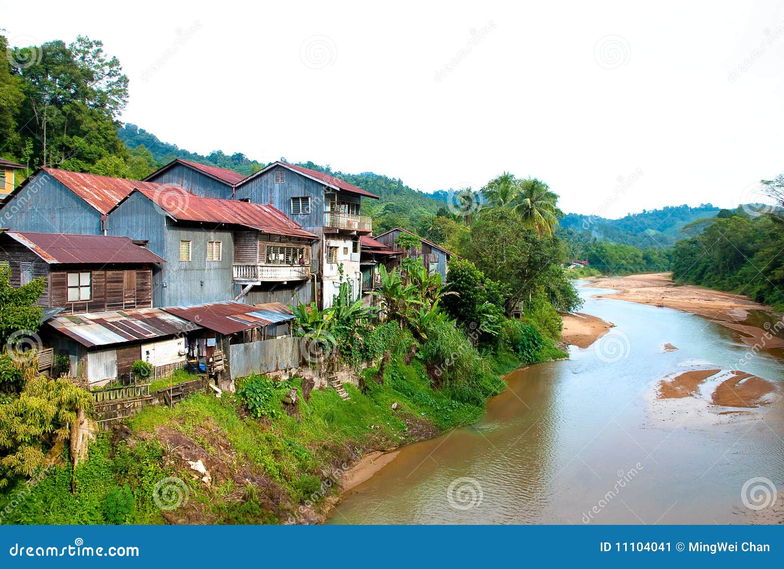 River Village 01 stock image. Image of water, town, field - 11104041