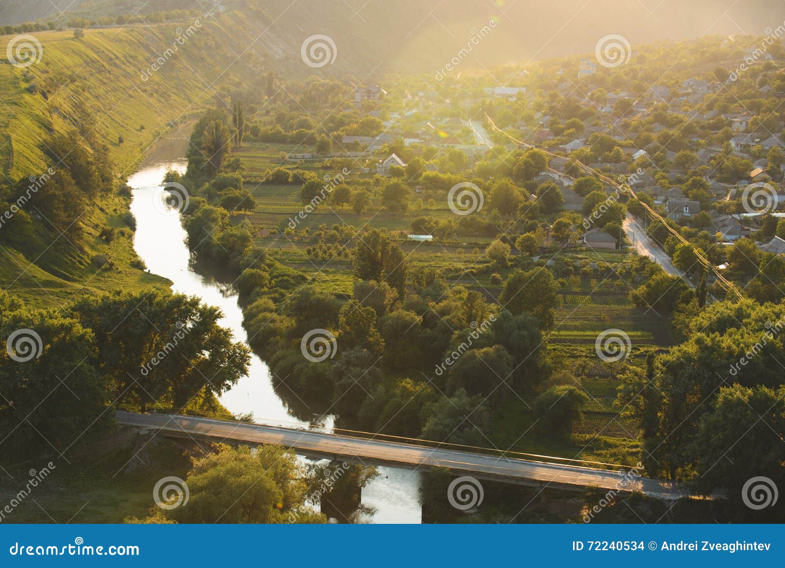 River and Village stock photo. Image of field, freedom - 72240534