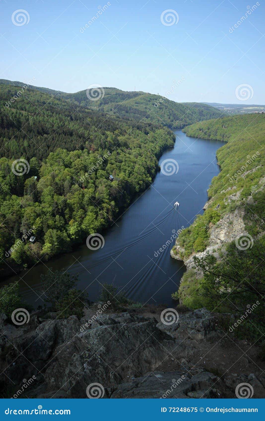 River Vltava between Valleys Stock Image - Image of landscape, nature ...
