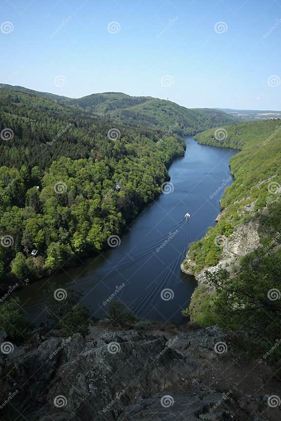 River Vltava between Valleys Stock Image - Image of landscape, nature ...