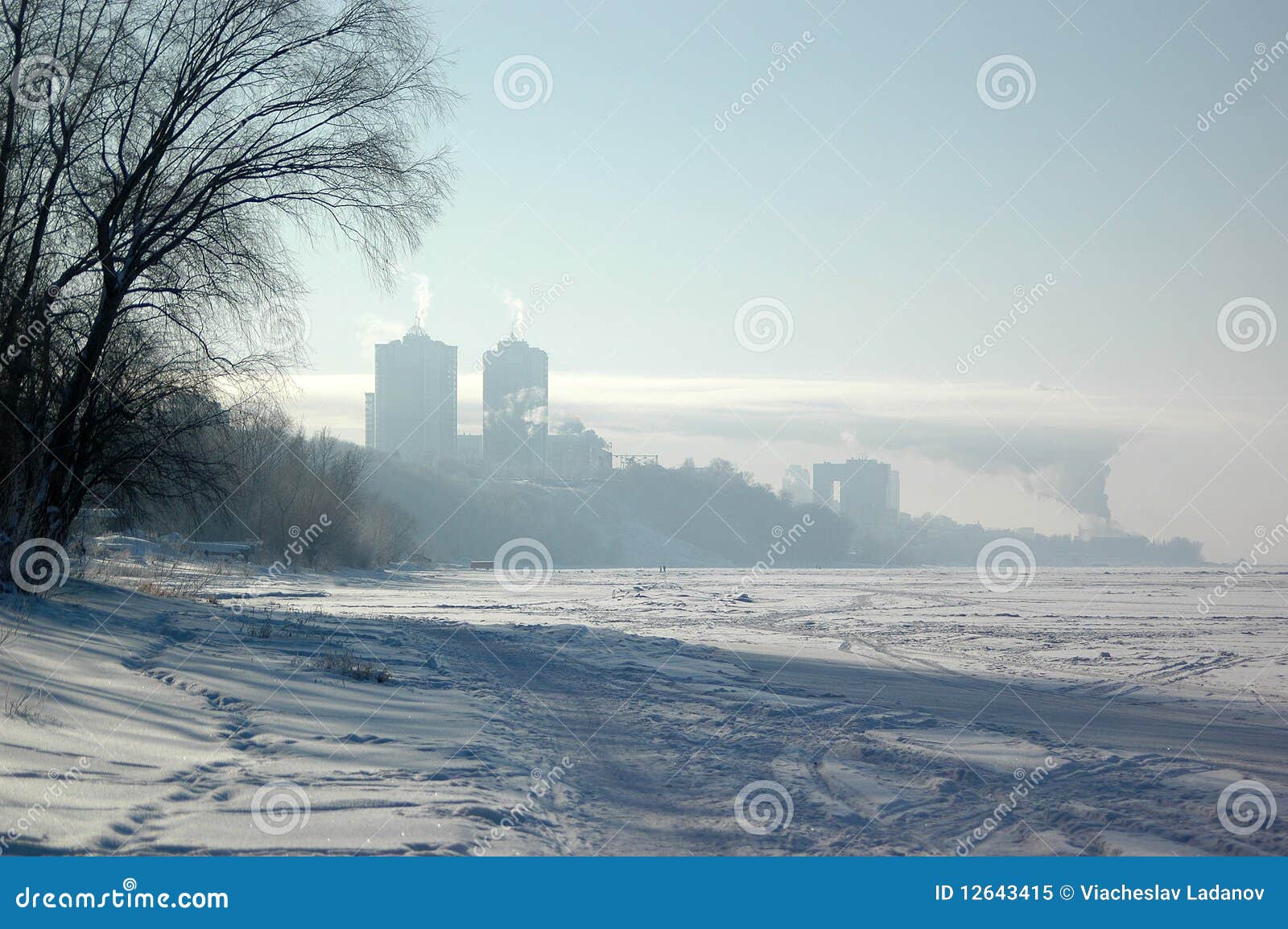 River Volga Coast in Samara, Russia Stock Image - Image of snow ...