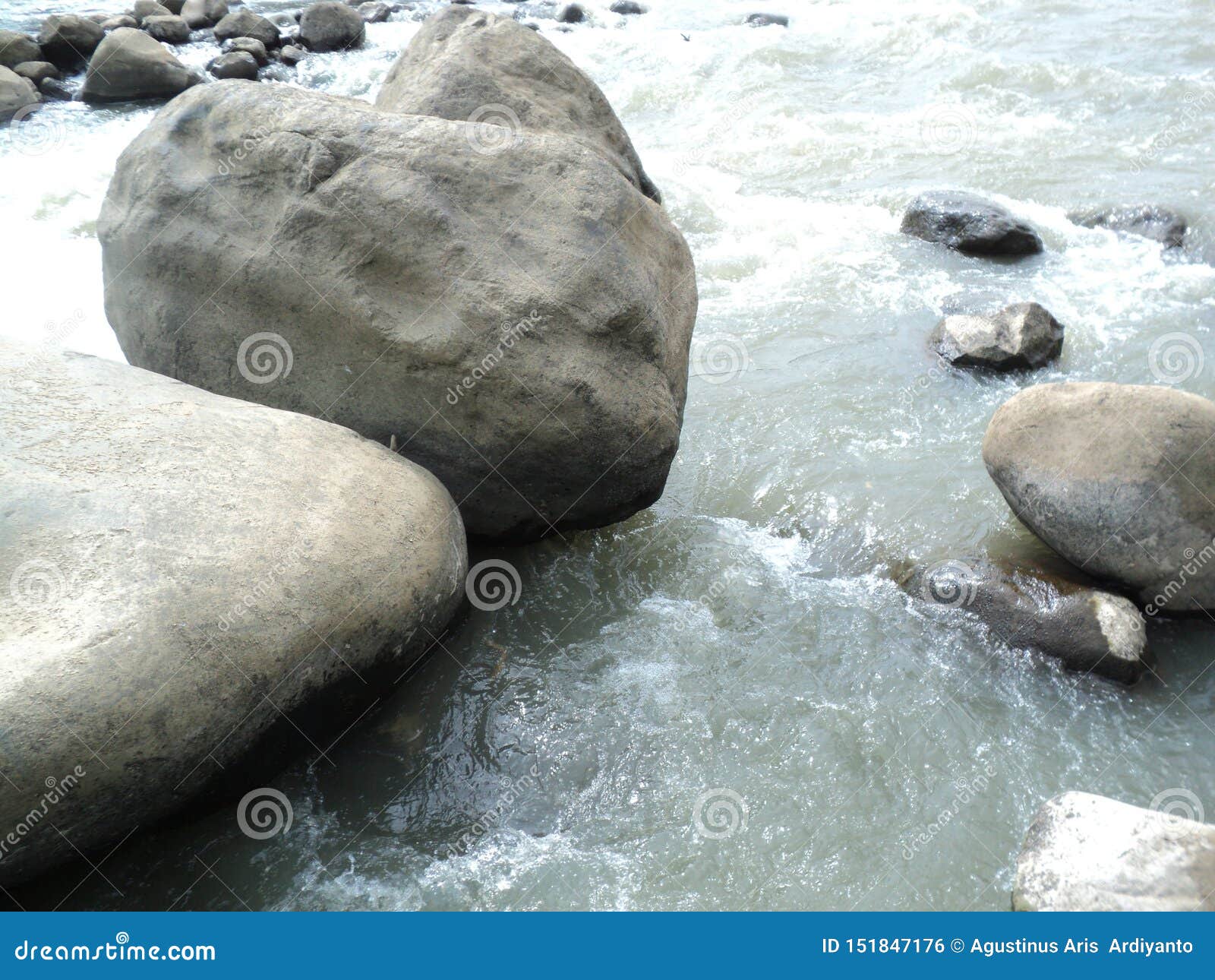 River water flow and rocks stock photo. Image of large - 151847176
