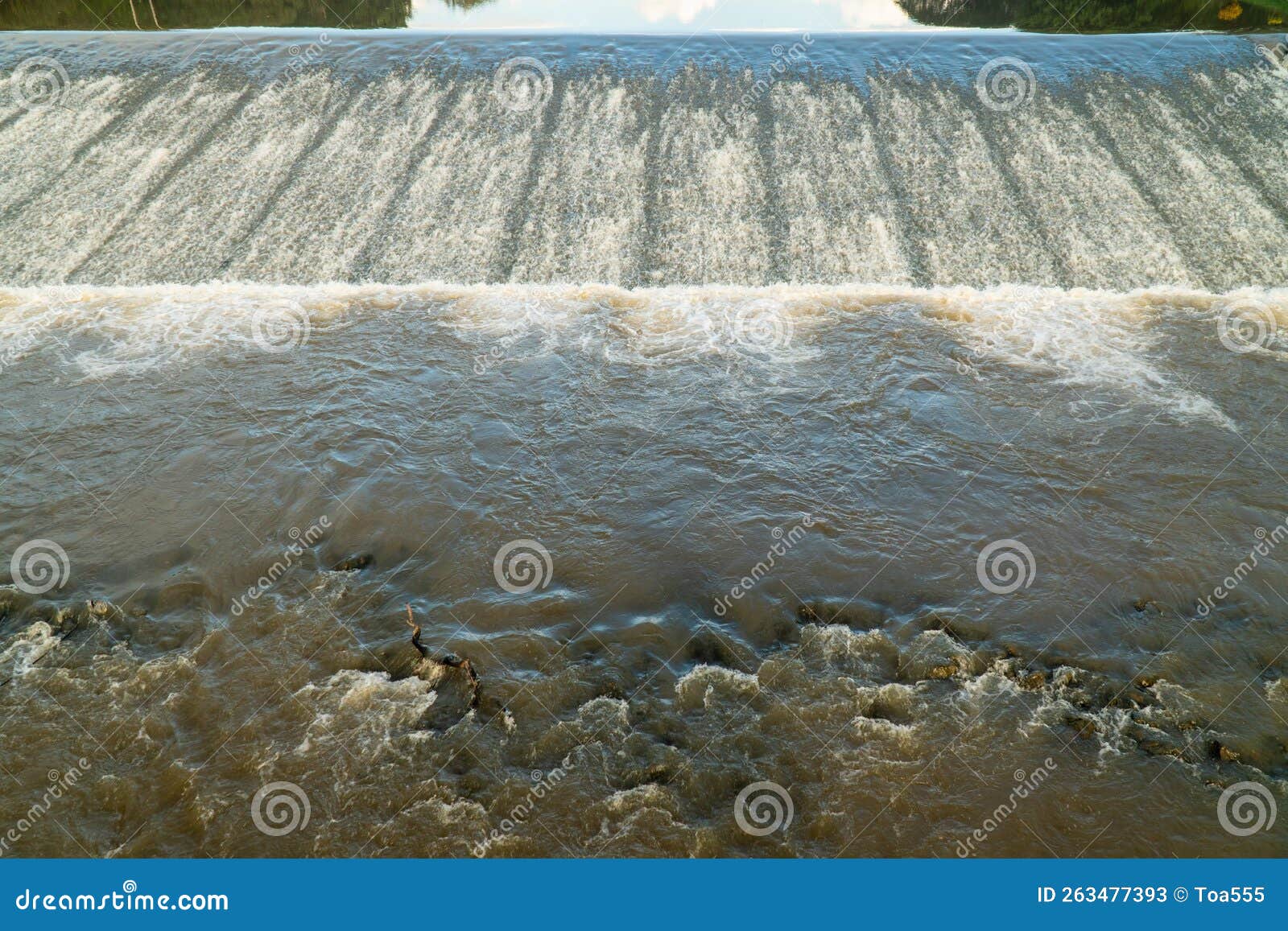 River Water Flows Freely Over the Top of the Weir Stock Image - Image ...
