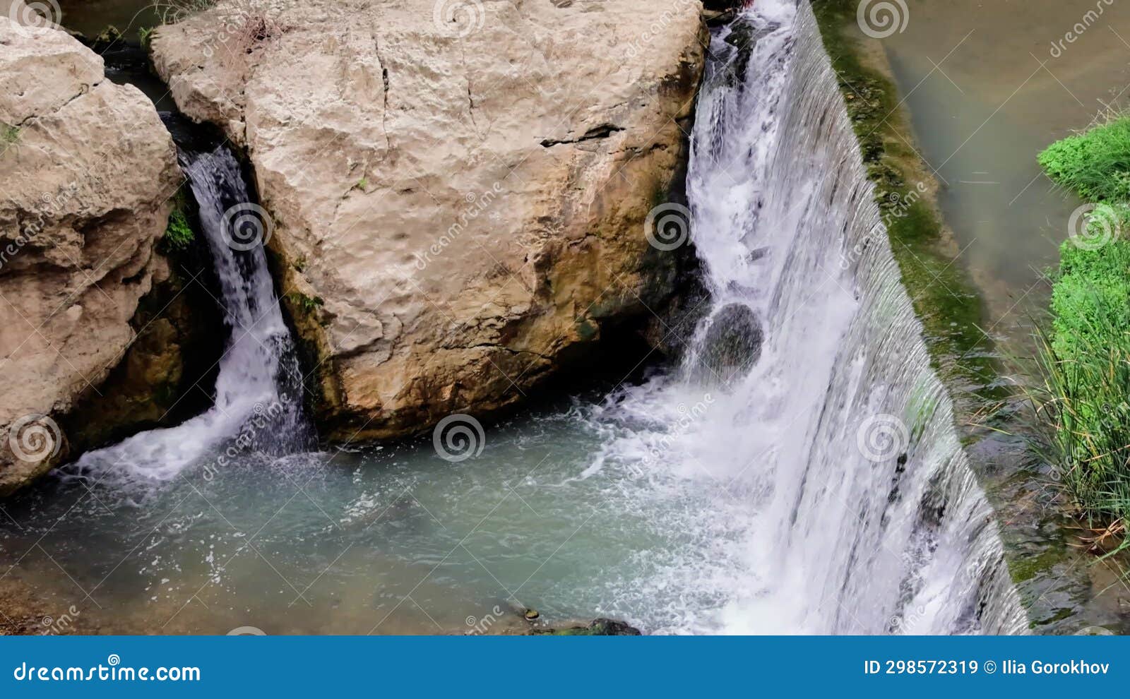 River Water Flows Powerfully through Artificial Dam Man-made Marvel ...