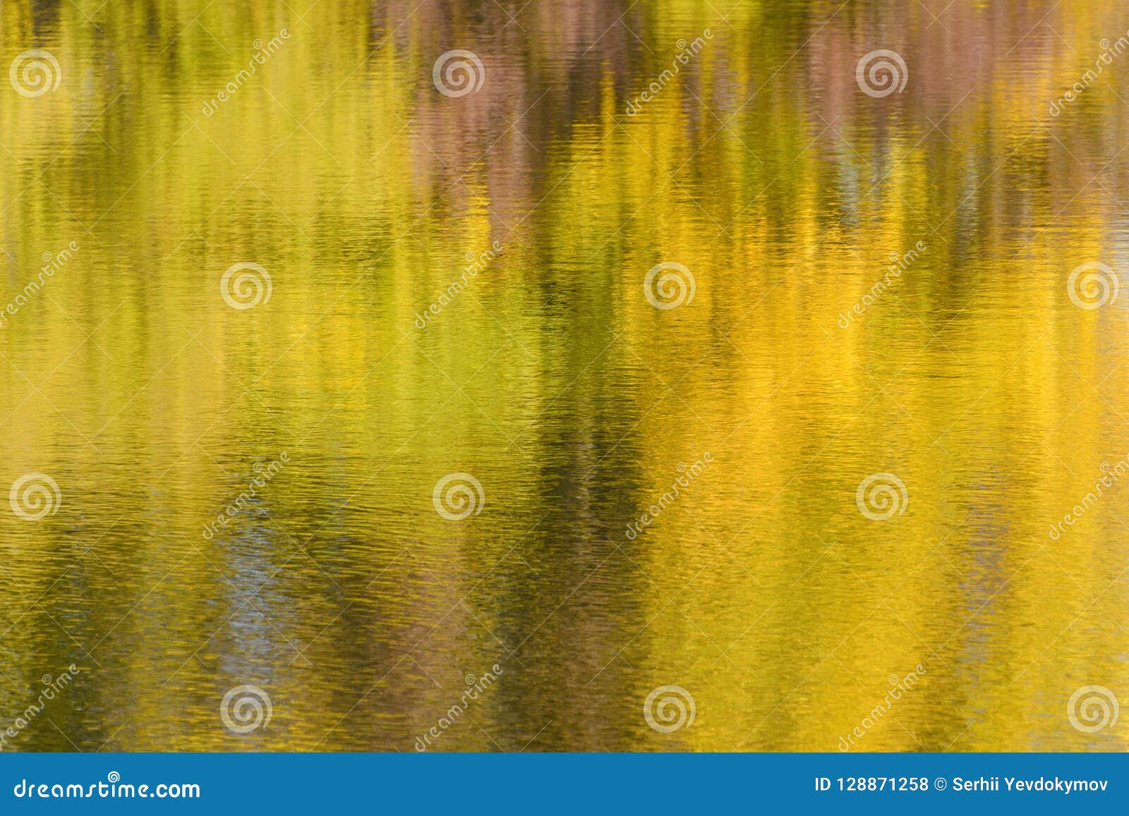River Water with Reflection of Autumn Forest. Blurred Image Stock Photo ...