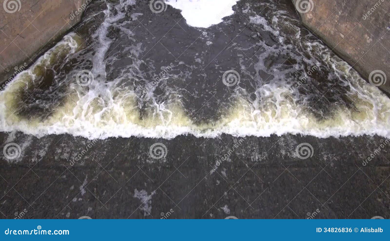 River Water Splash in Concrete Dam Construction Stock Video - Video of ...