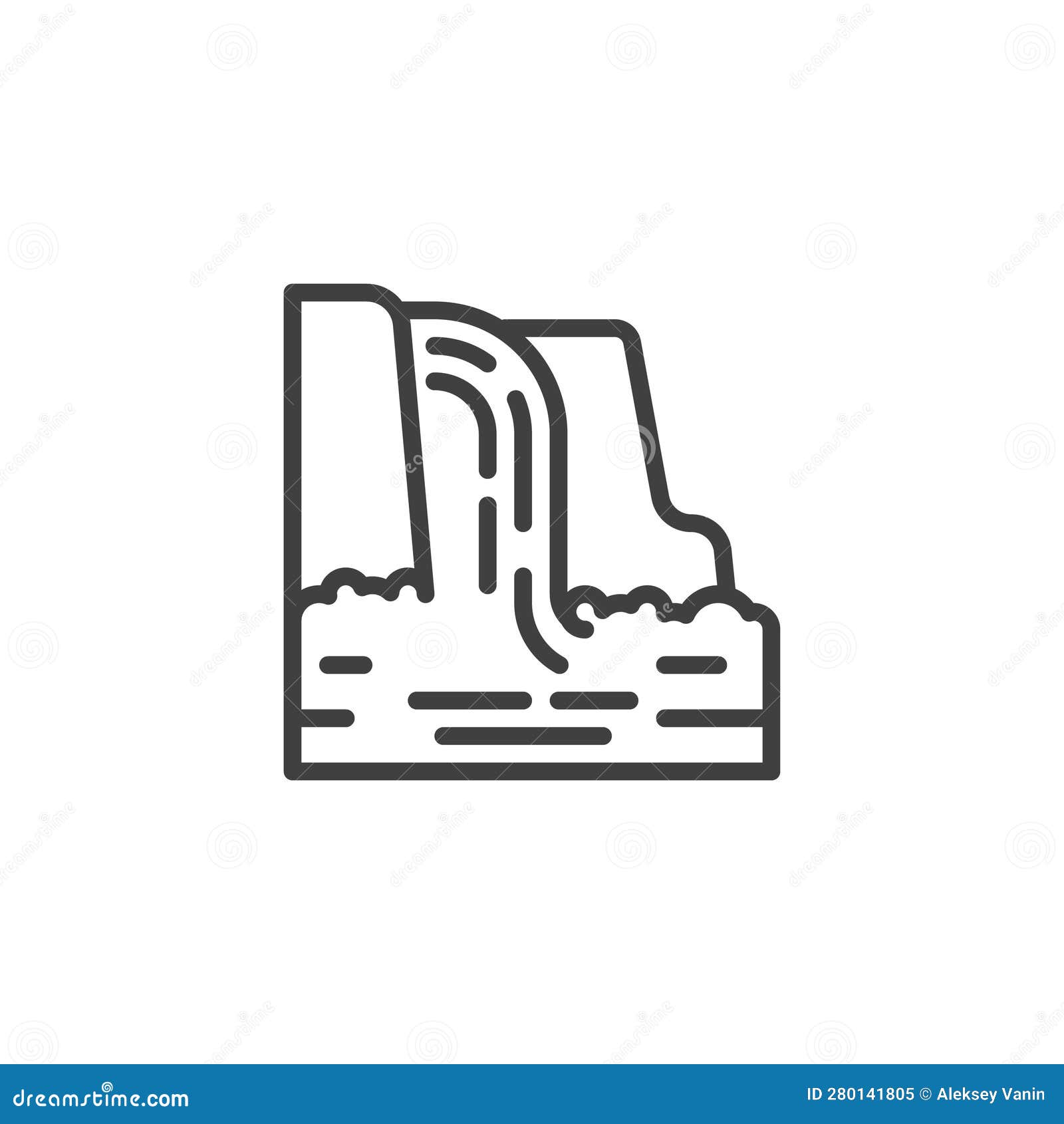 River Waterfall Falls from Cliff Line Icon Stock Vector - Illustration ...