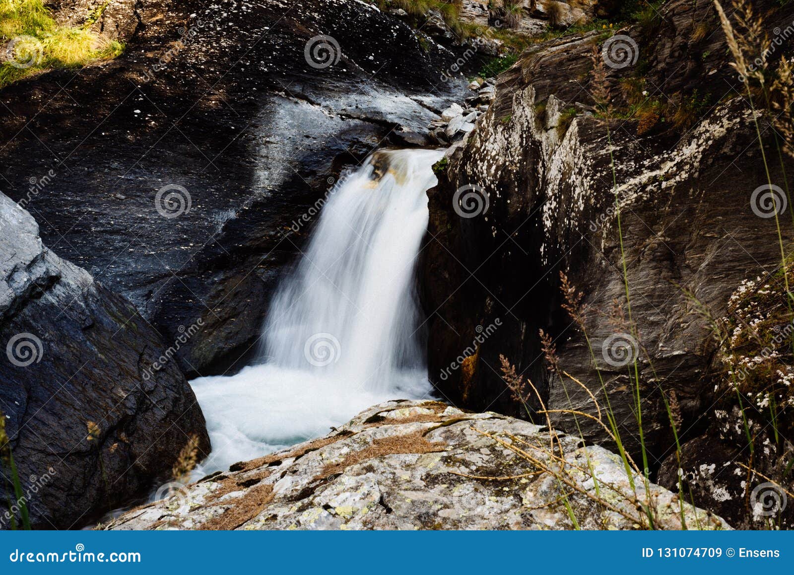 River Waterfall in the Mountains Slow Flowing Water Photographic Stock ...
