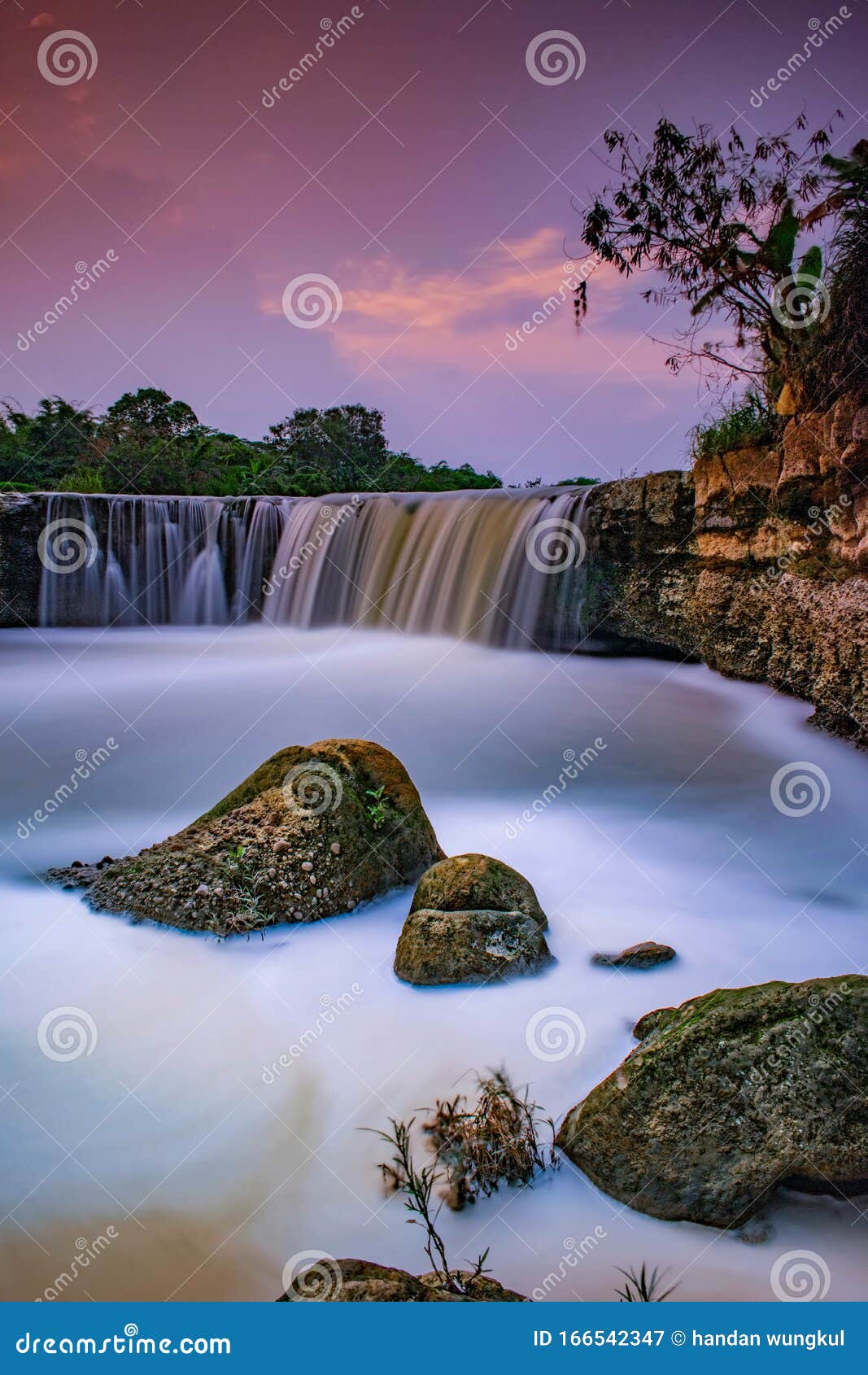 River Waterfall Nature Tropical Wallpaper Sunset Stock Image - Image of ...