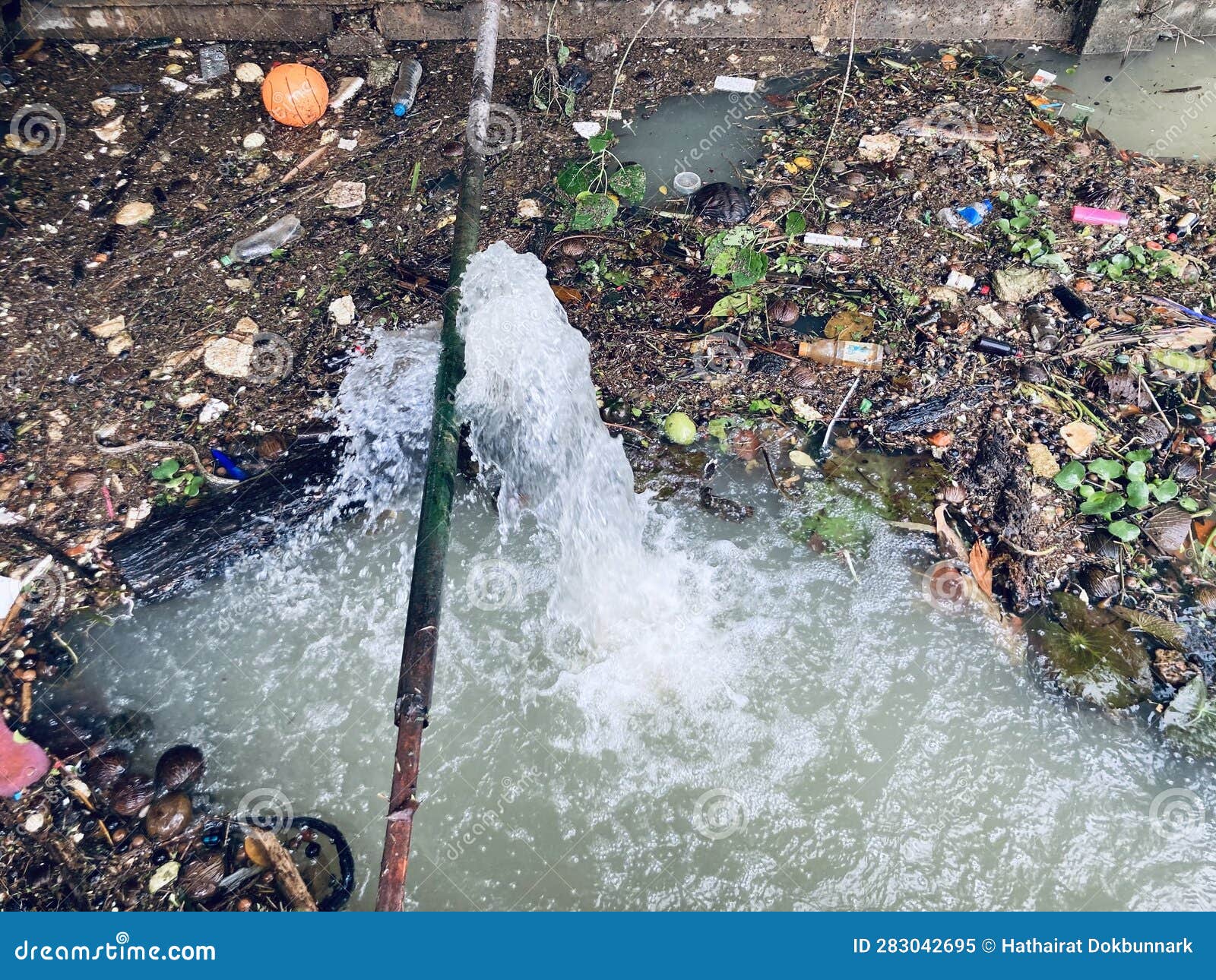 The River Which is Full of Garbage that People Dump into it Stock Image ...