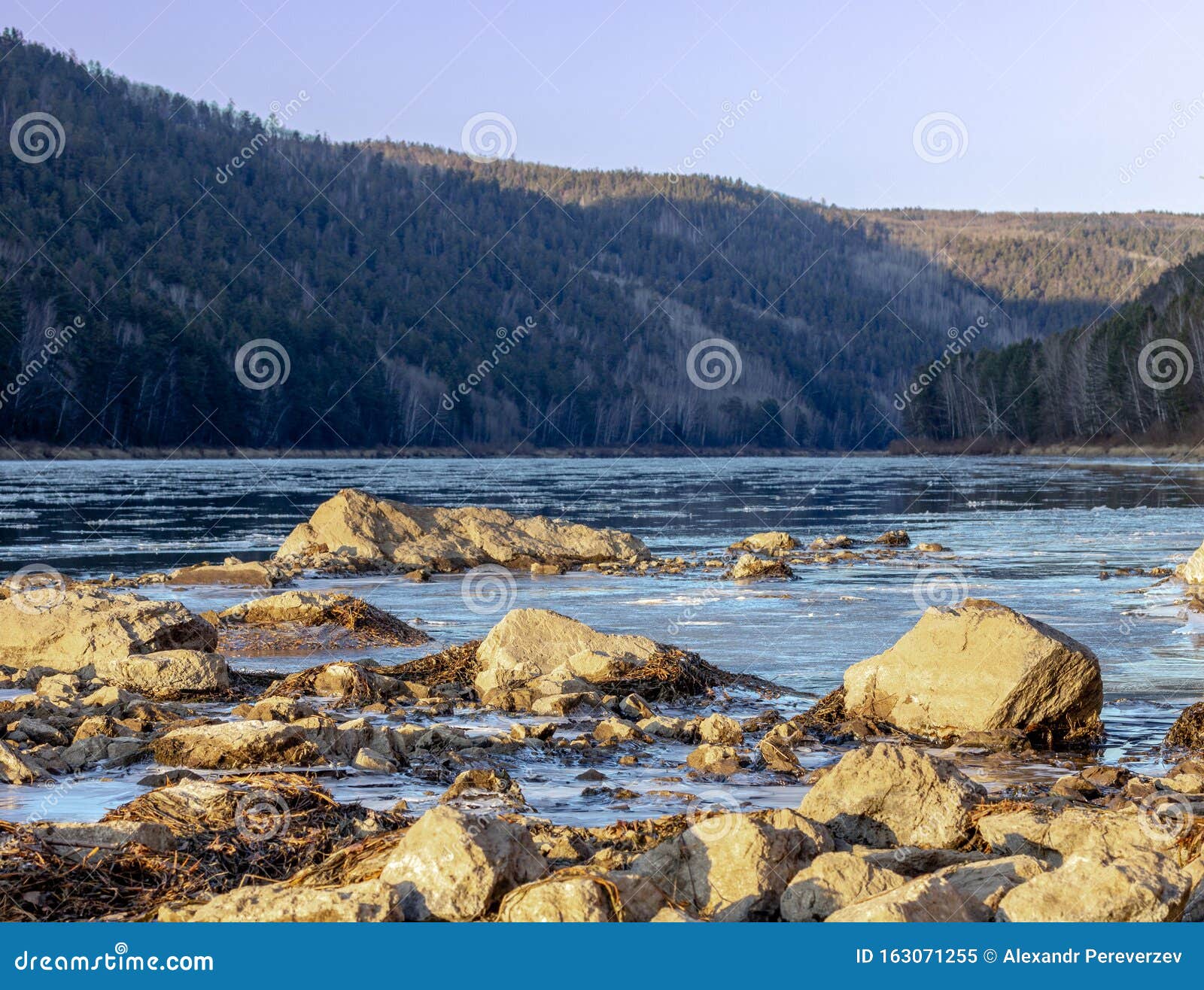 The River on Which the Shuga Floats in Front of the Icebreaker in the ...