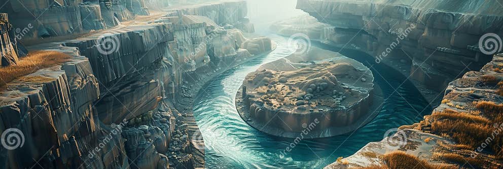 A River Winding through a Canyon Taking on the Precise Angle of a ...