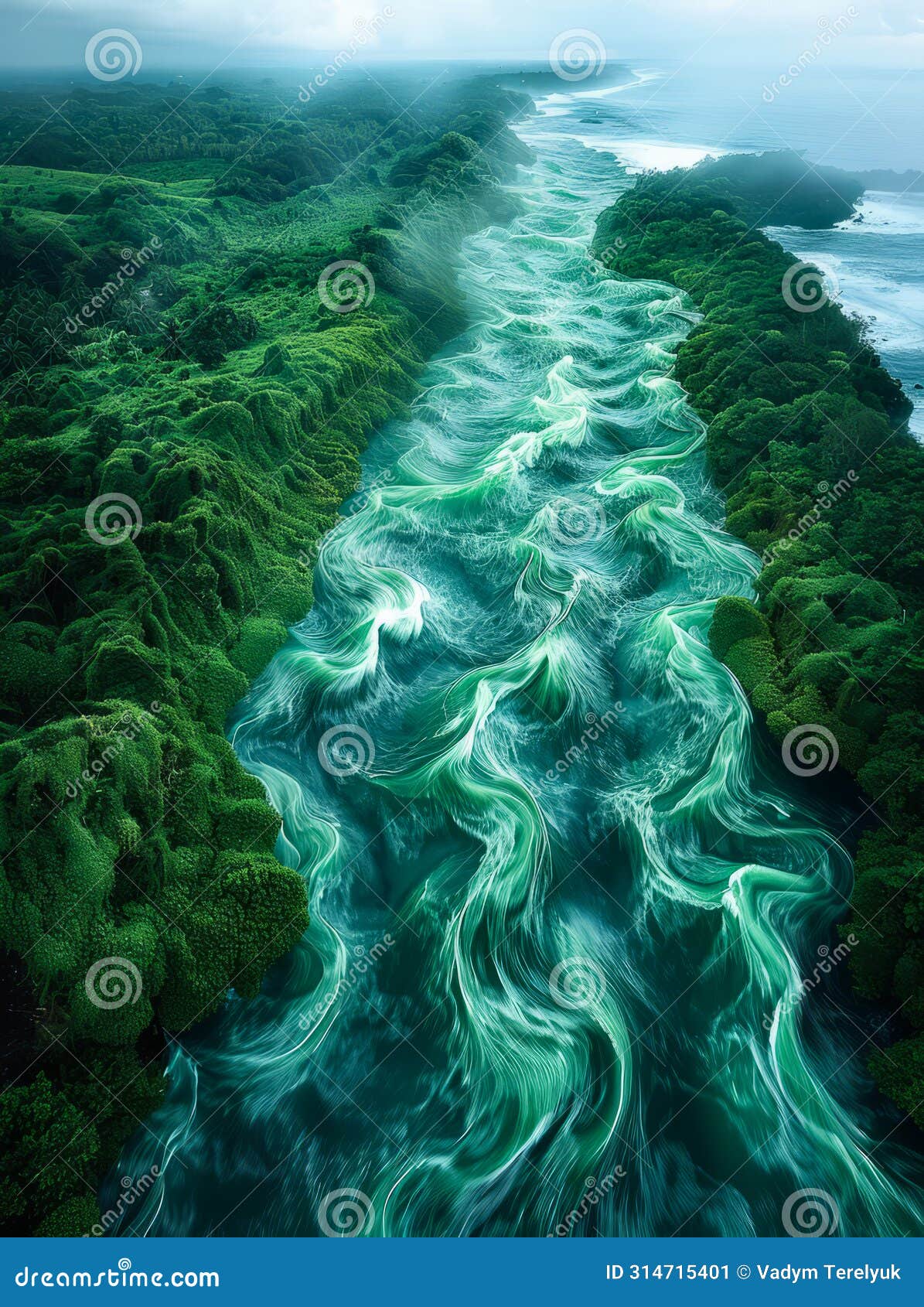 River Winds through Lush Green Landscape Stock Image - Image of rock ...