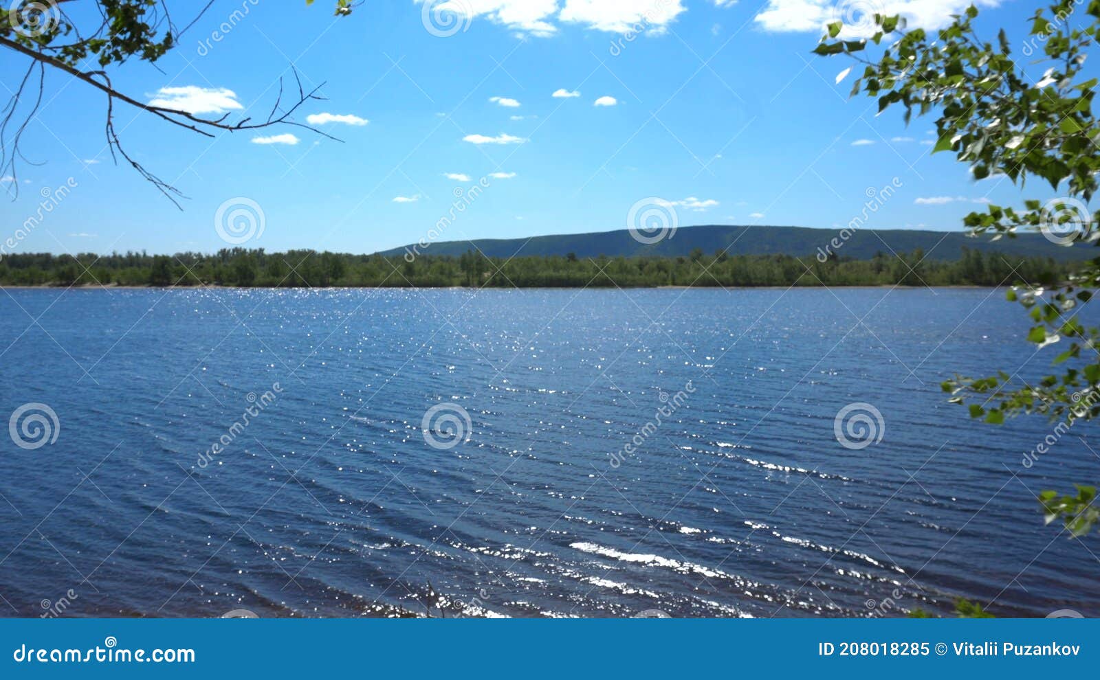 The River in Windy Weather. View of the River and Hills Stock Image ...
