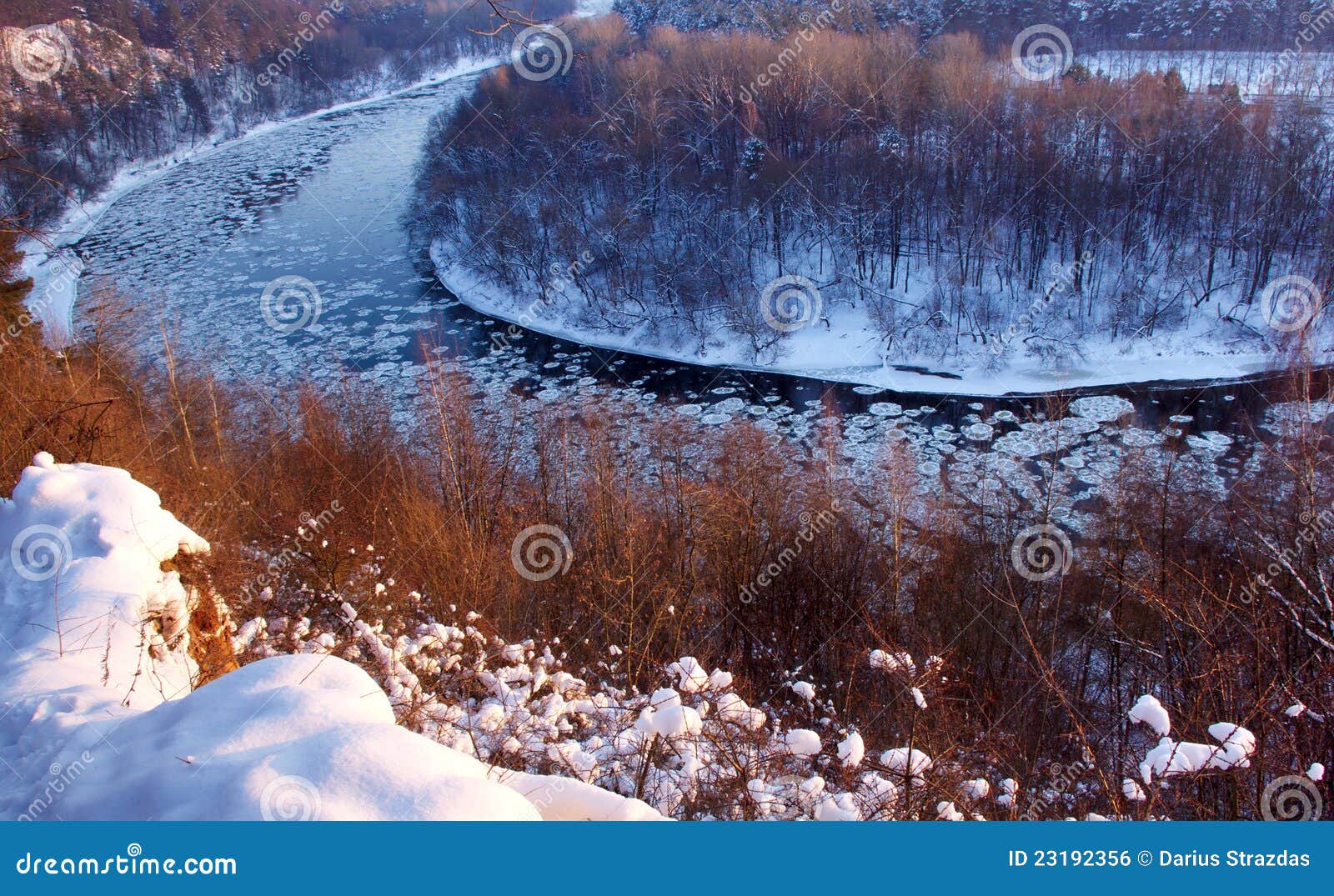 River Wing in Winter Time with Snow and Ice Stock Photo - Image of tree ...