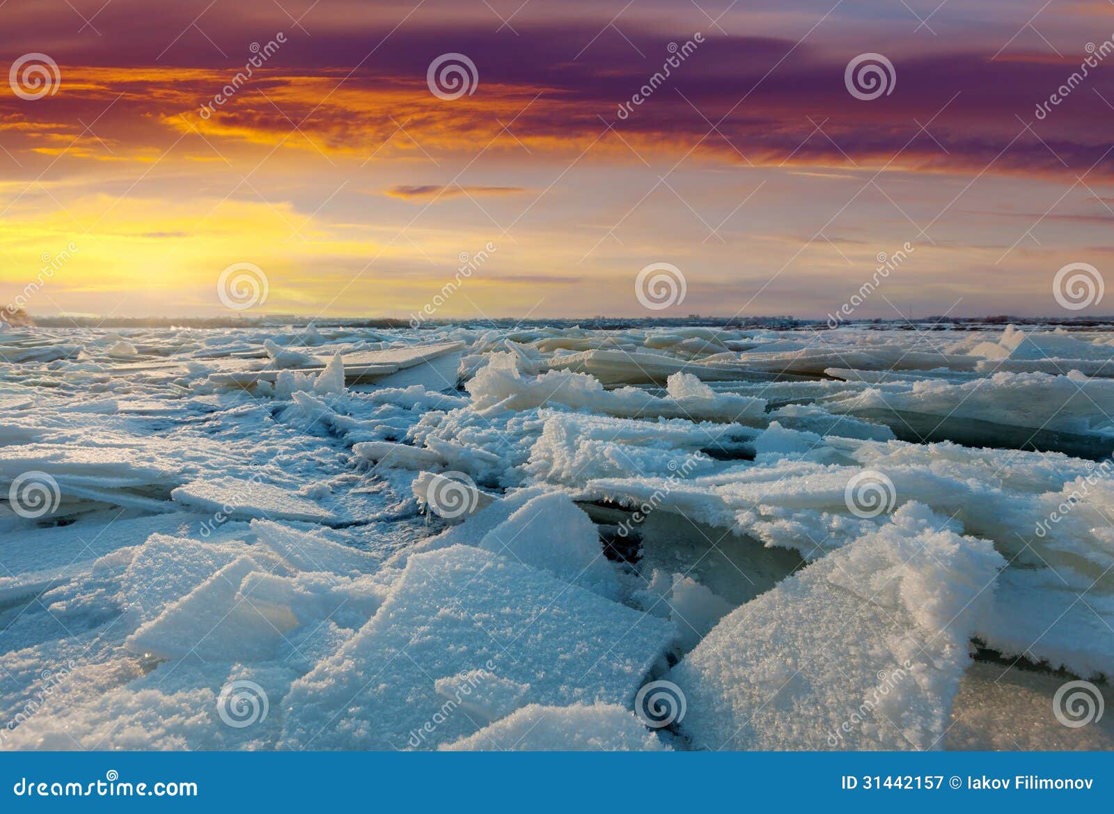 River in winter sunset stock image. Image of design, natural - 31442157