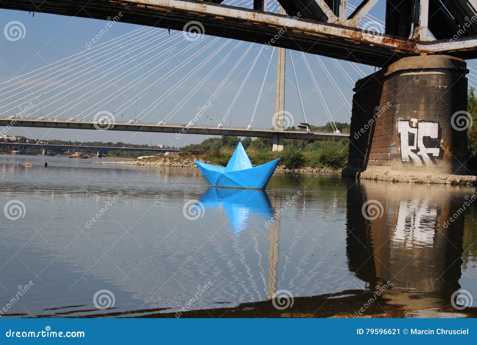 River editorial photo. Image of blue, wisla, bridge, river - 79596621