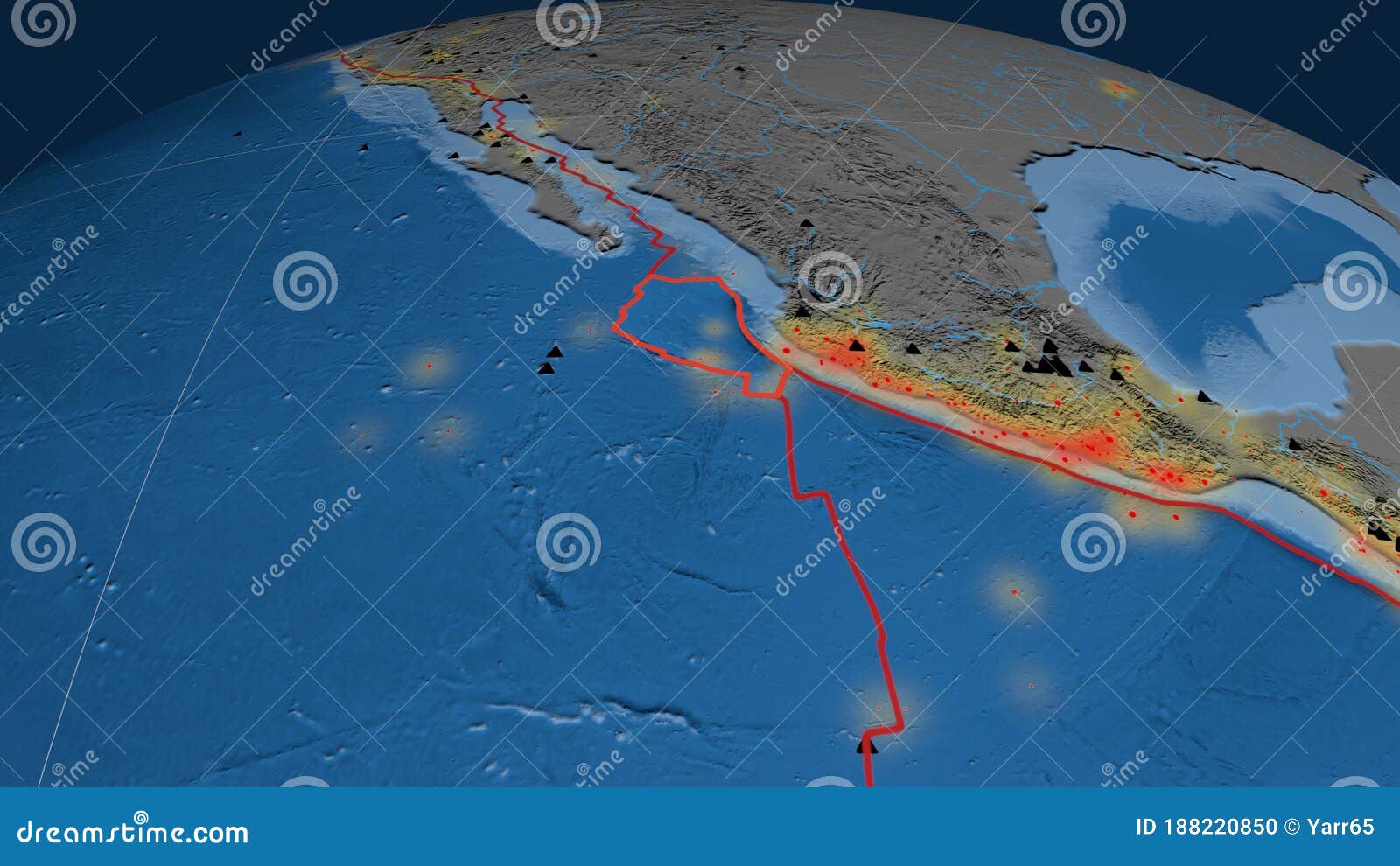 Rivera Plate Outlined - Topo and Bathy Stock Illustration ...