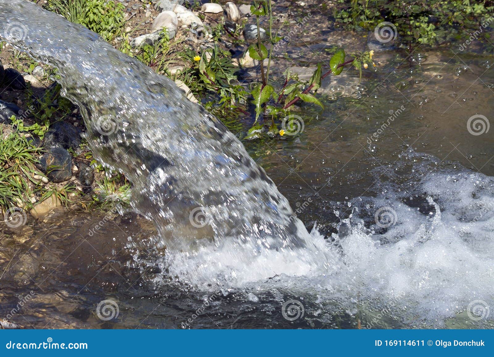 Riverbank with Falling Water Stock Image - Image of river, flood: 169114611
