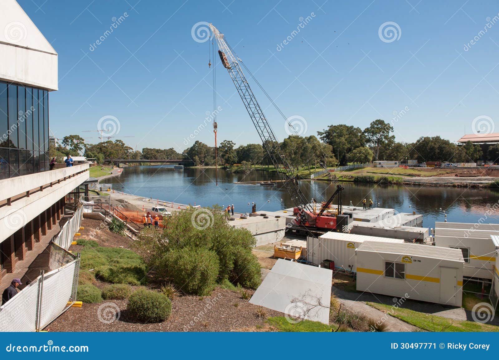 Riverbank Footbridge Construction Editorial Photo - Image of footbridge ...