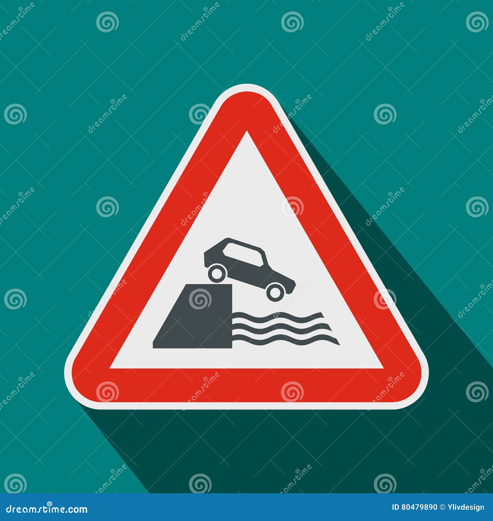 Riverbank Traffic Sign Icon, Flat Style Stock Vector - Illustration of ...