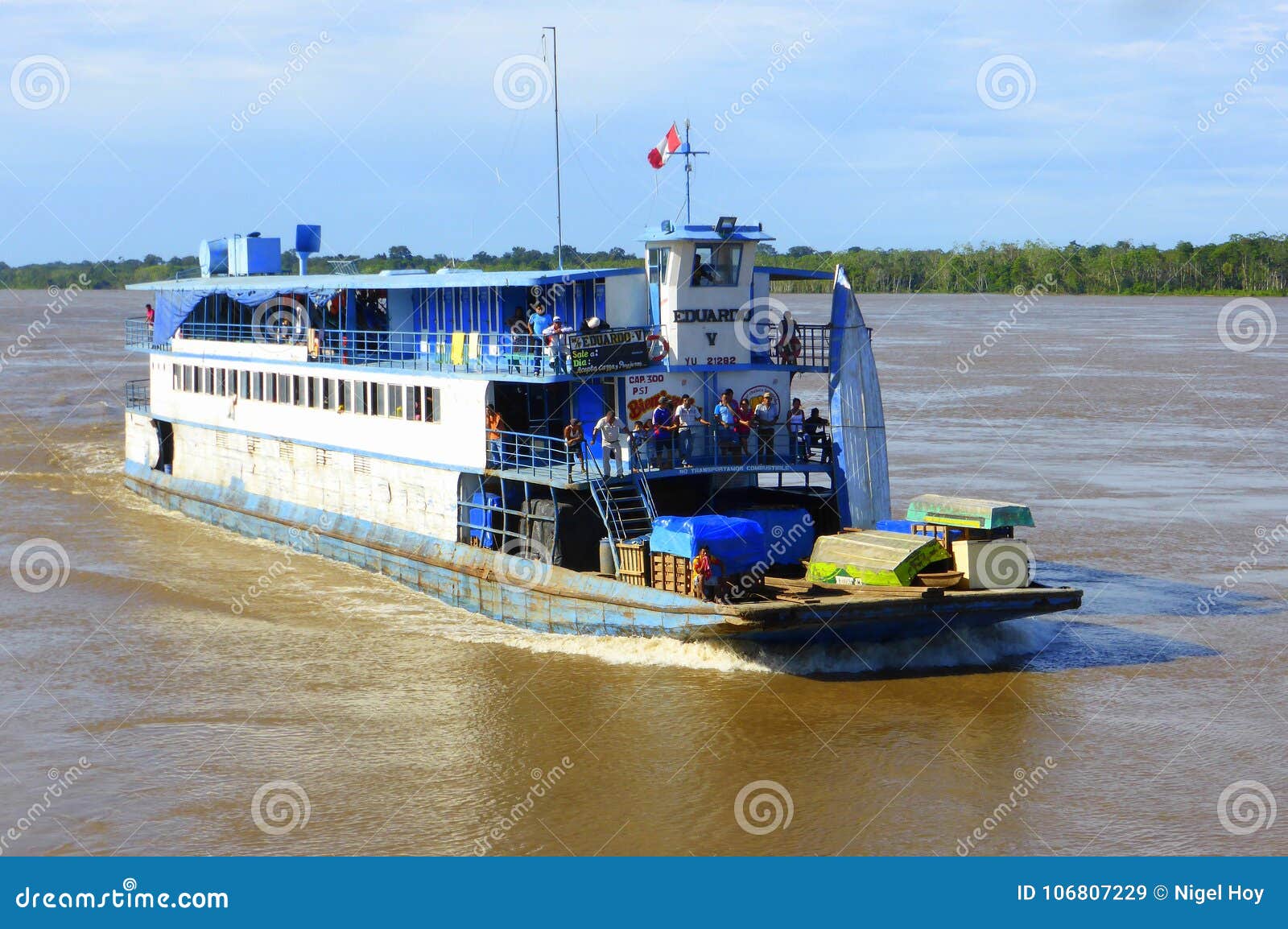 Riverboat Carrying Passengers and Cargo Editorial Stock Image - Image ...