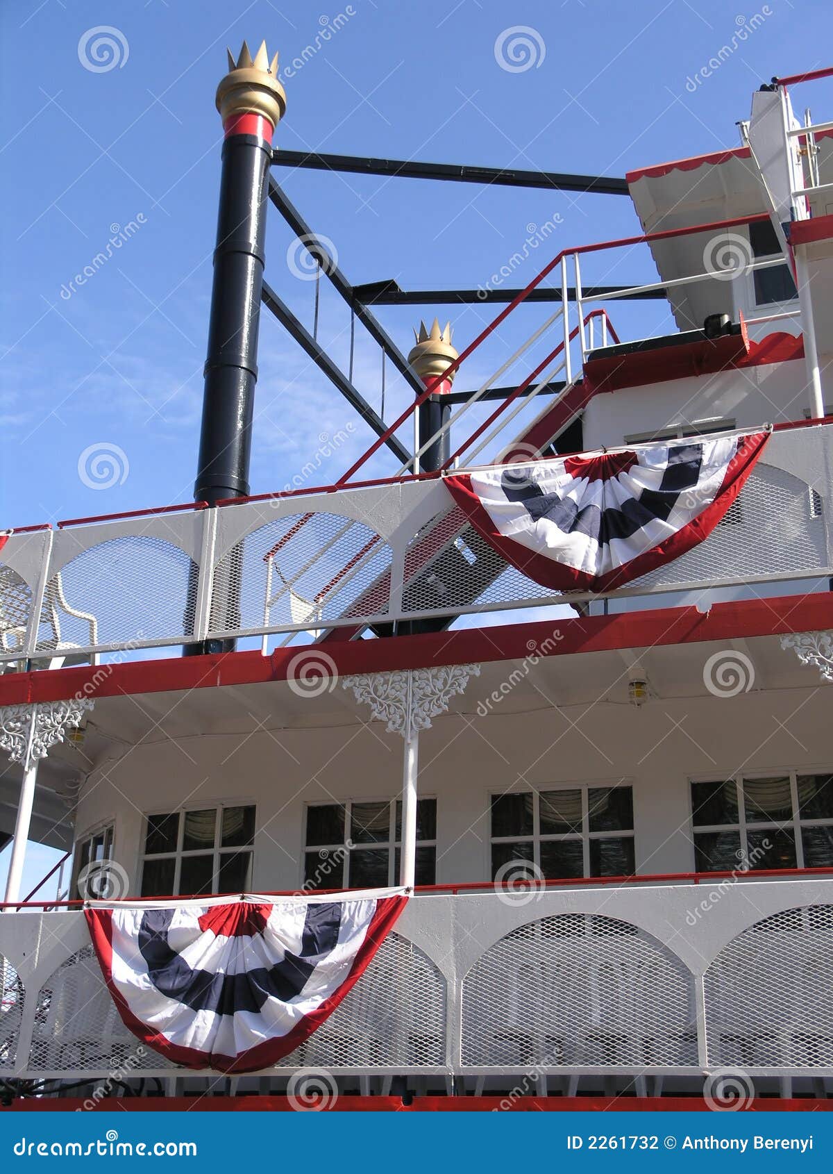 Riverboat Smokestack & Deck Stock Photo - Image of barge, riverwalk ...