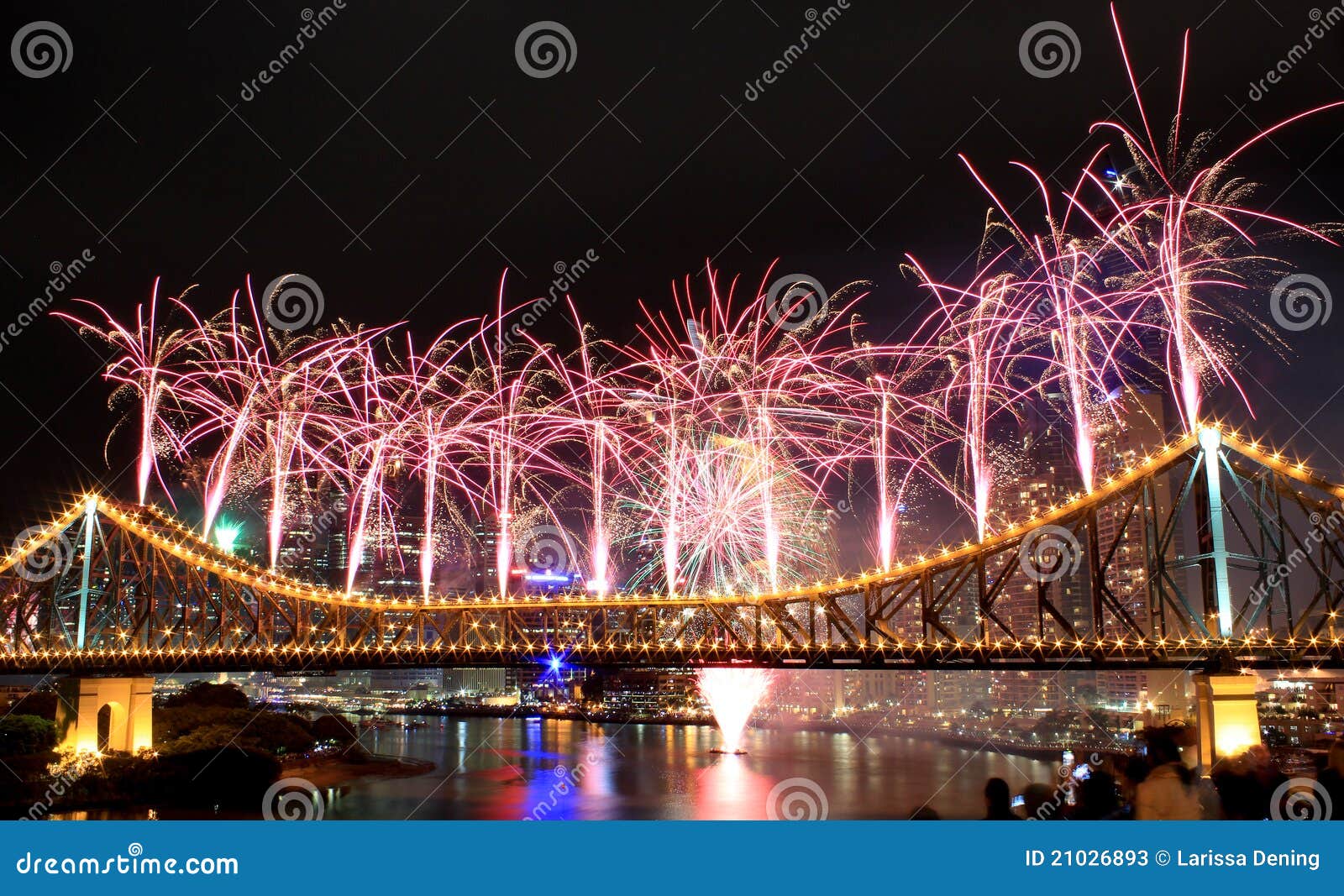 Riverfire stock image. Image of bridge, fireworks, element - 21026893