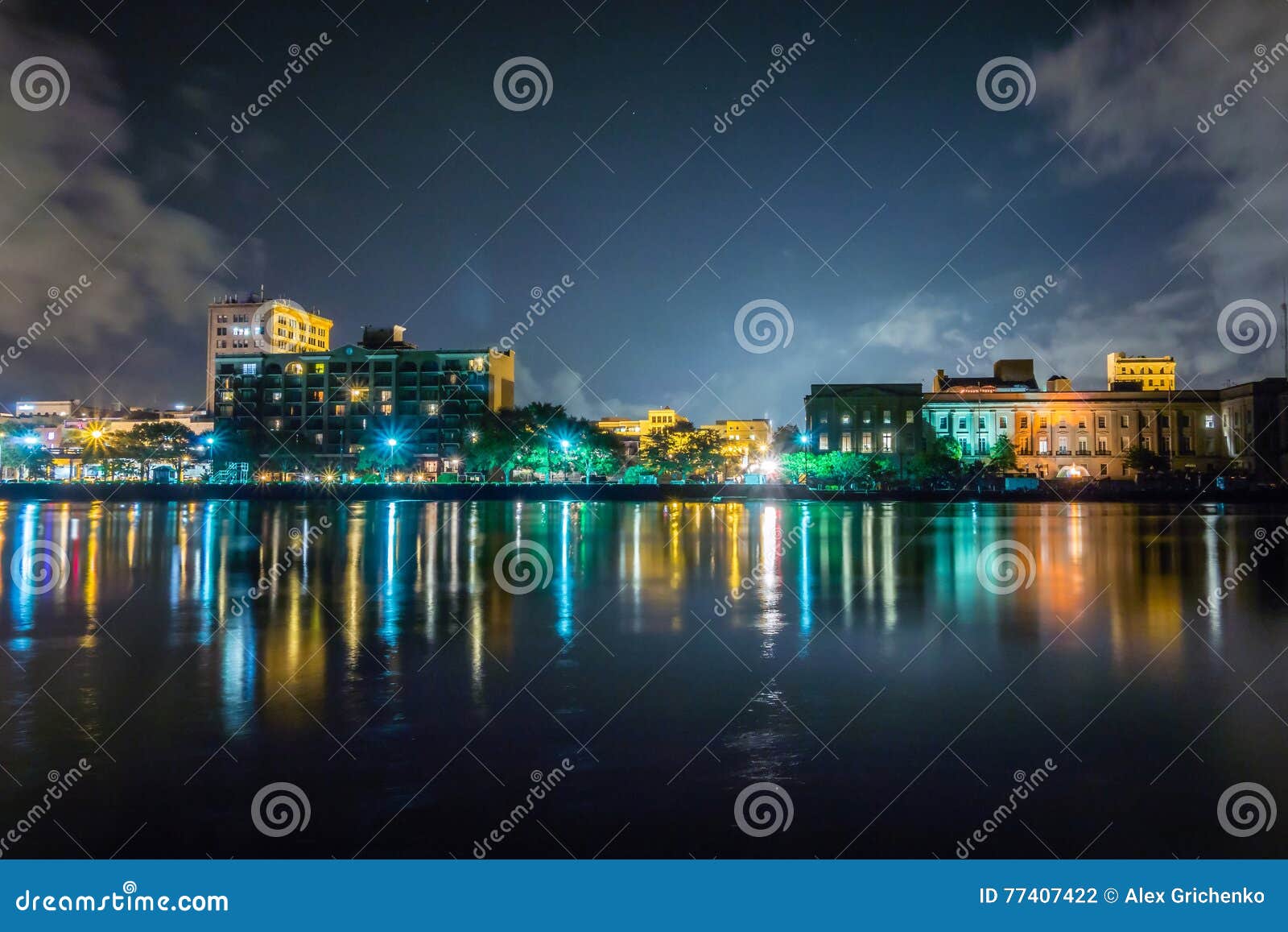 Riverfront Board Walk Scenes in Wilmington Nc at Night Stock Photo ...