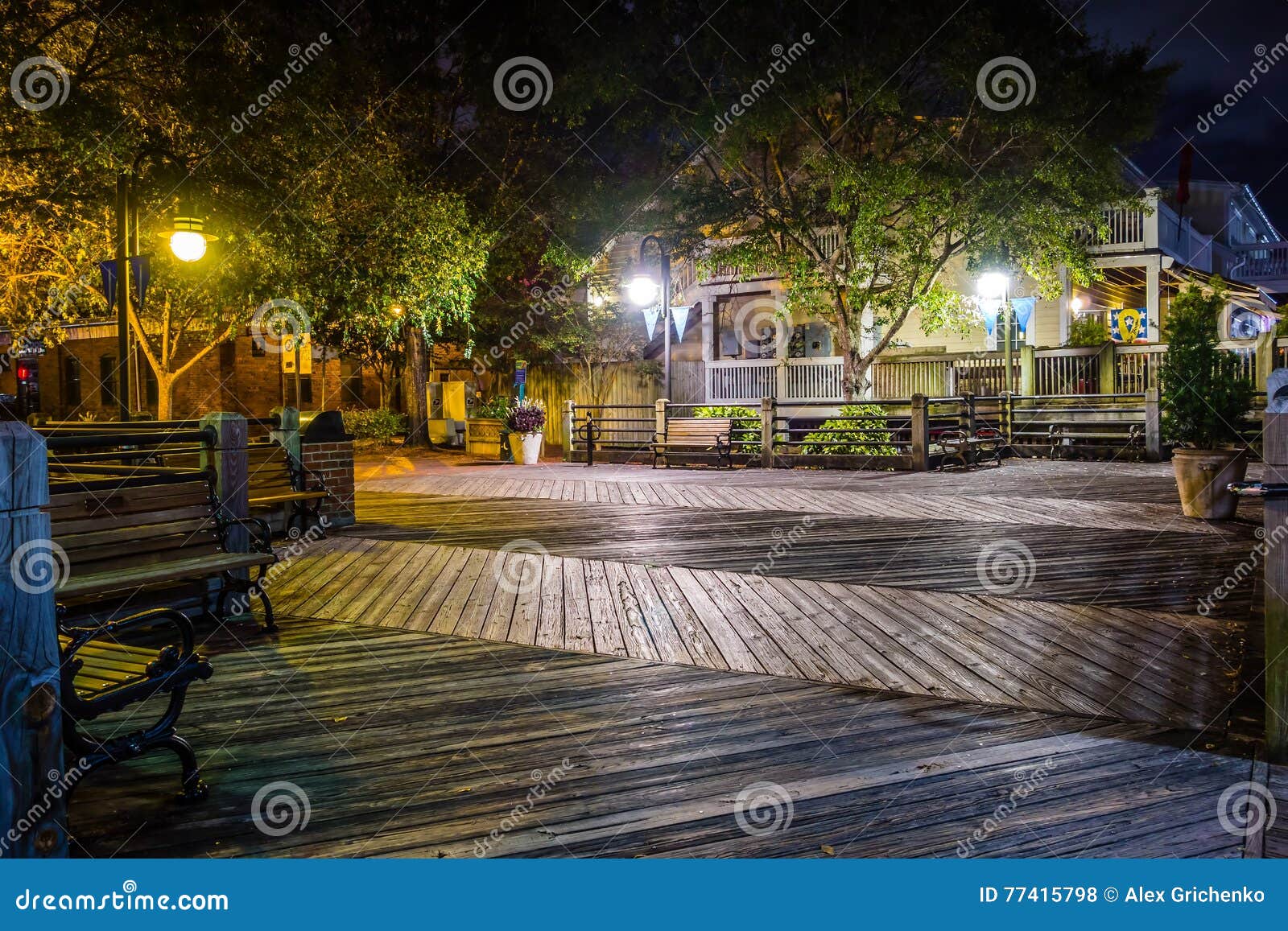 Riverfront Board Walk Scenes in Wilmington Nc at Night Stock Photo ...