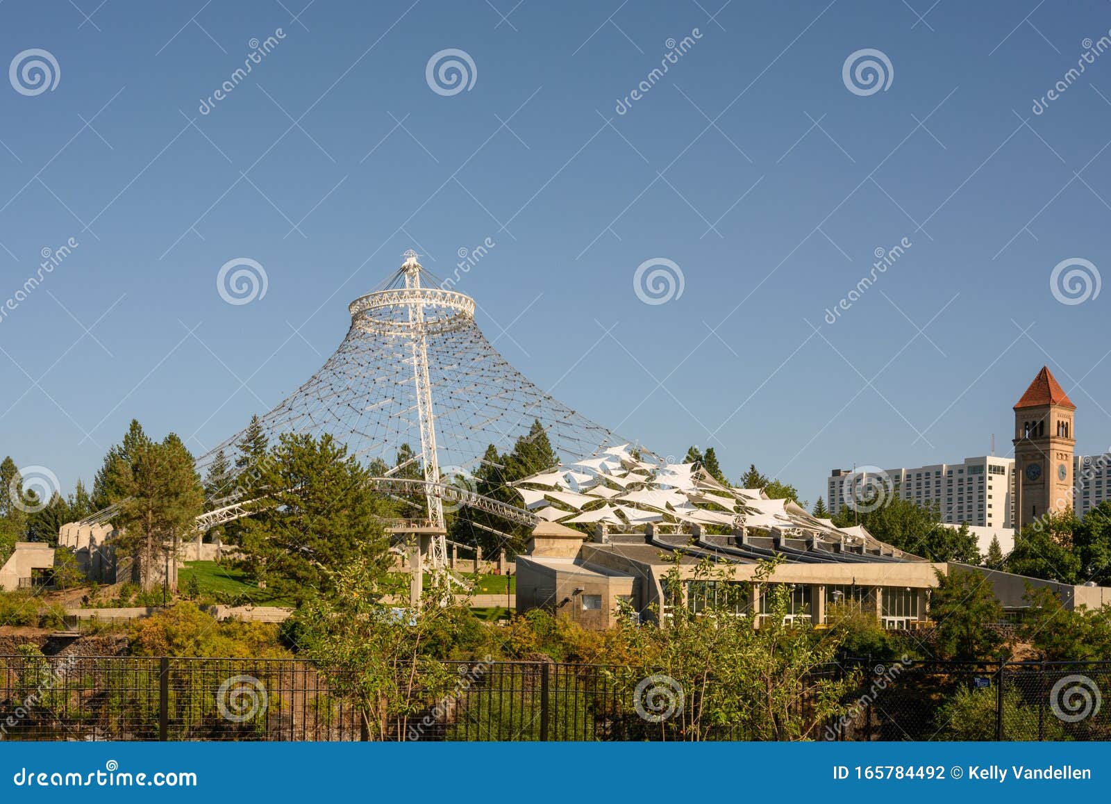 Riverfront Park Promenade in Spokane Stock Photo - Image of lawn, fence ...