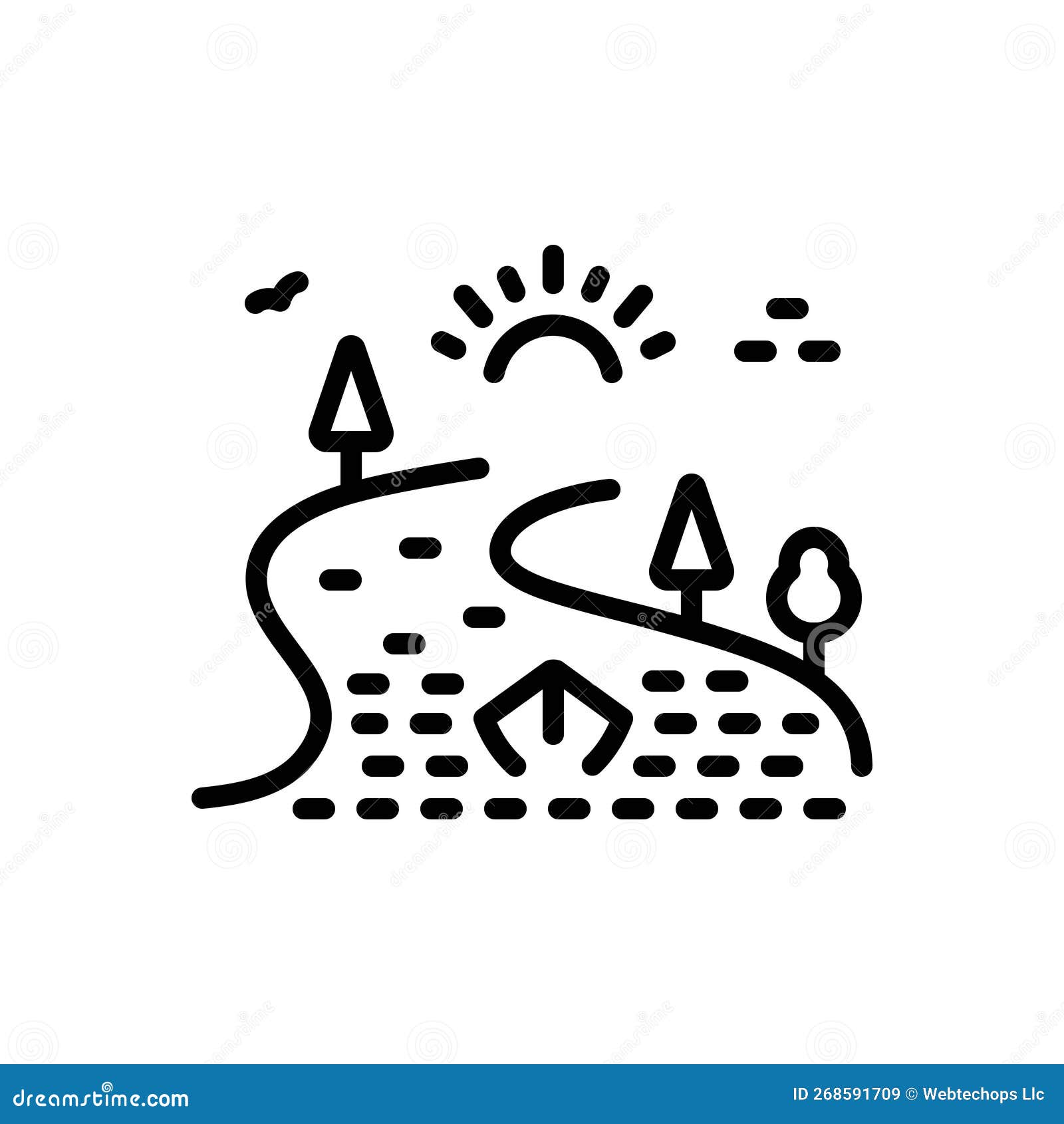 Black Line Icon for Rivers, Water and Ocean Stock Illustration ...