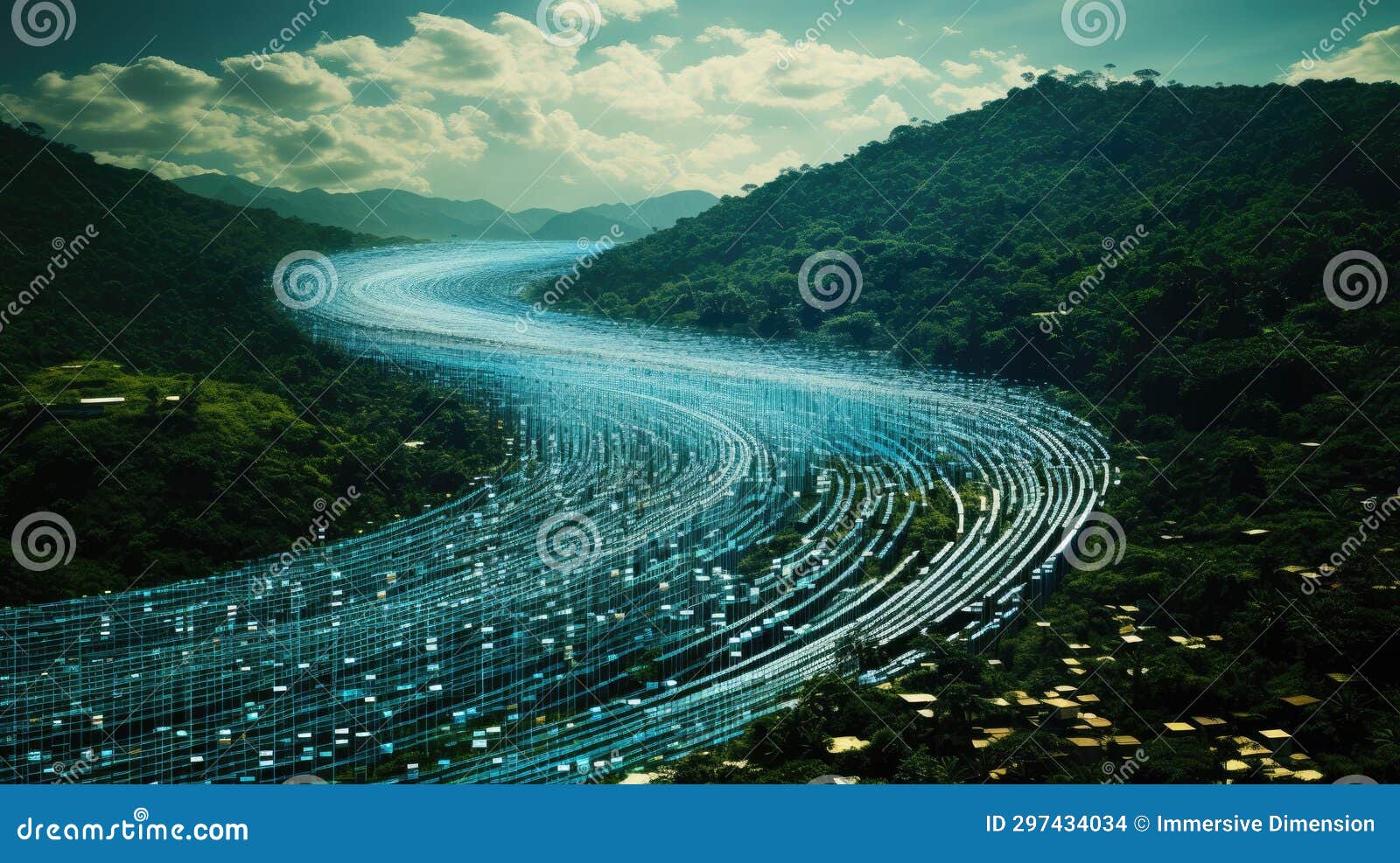 Rivers Of Information Data As Rivers Data Stream Flow Of Digital Data Generative Ai Stock
