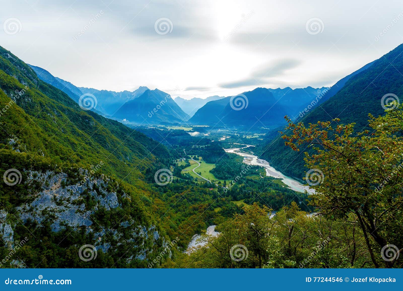 Rivers in the Valley and Hills in the Background. Soca River in ...