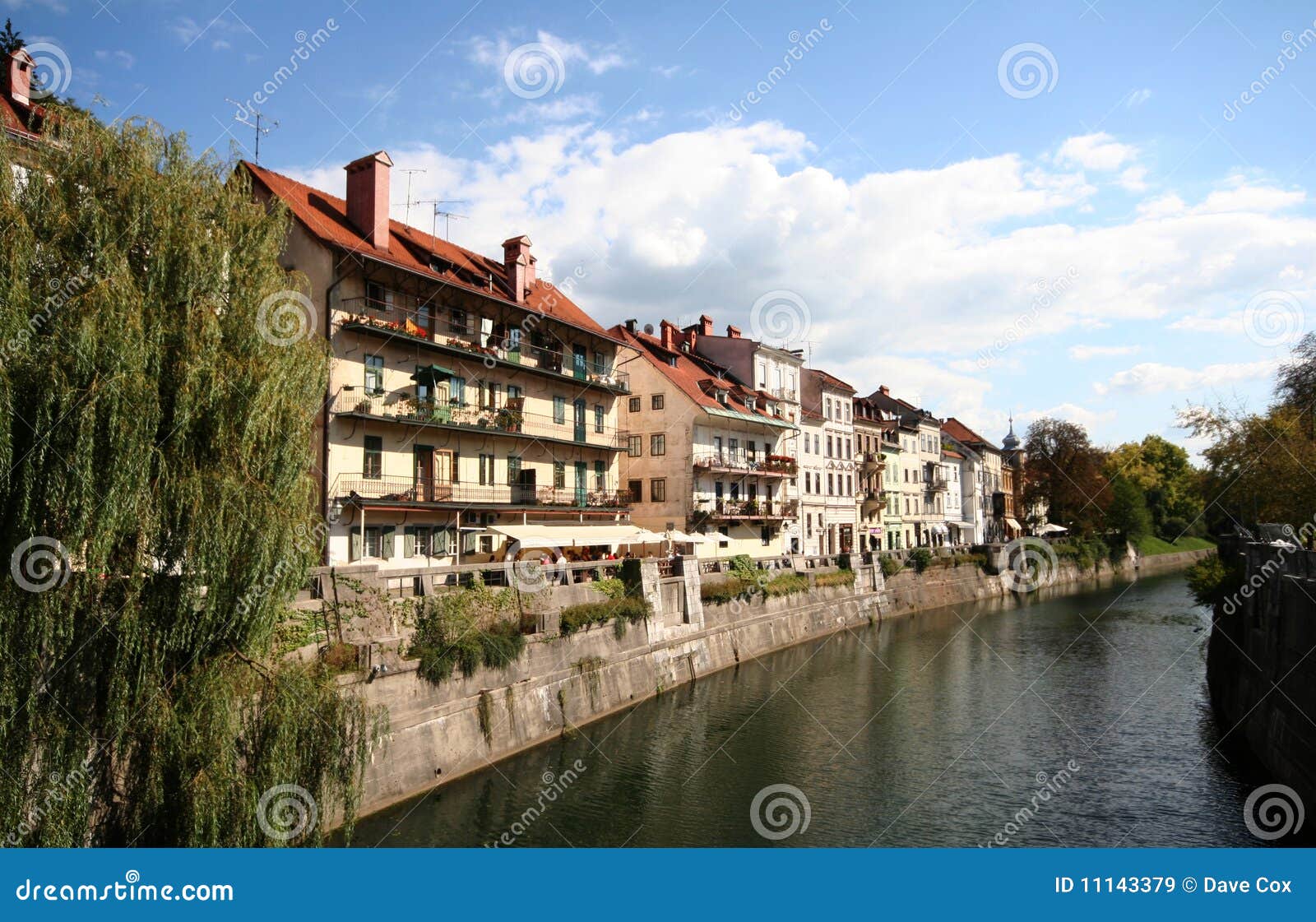 Riverside stock image. Image of reflect, clouds, houses - 11143379