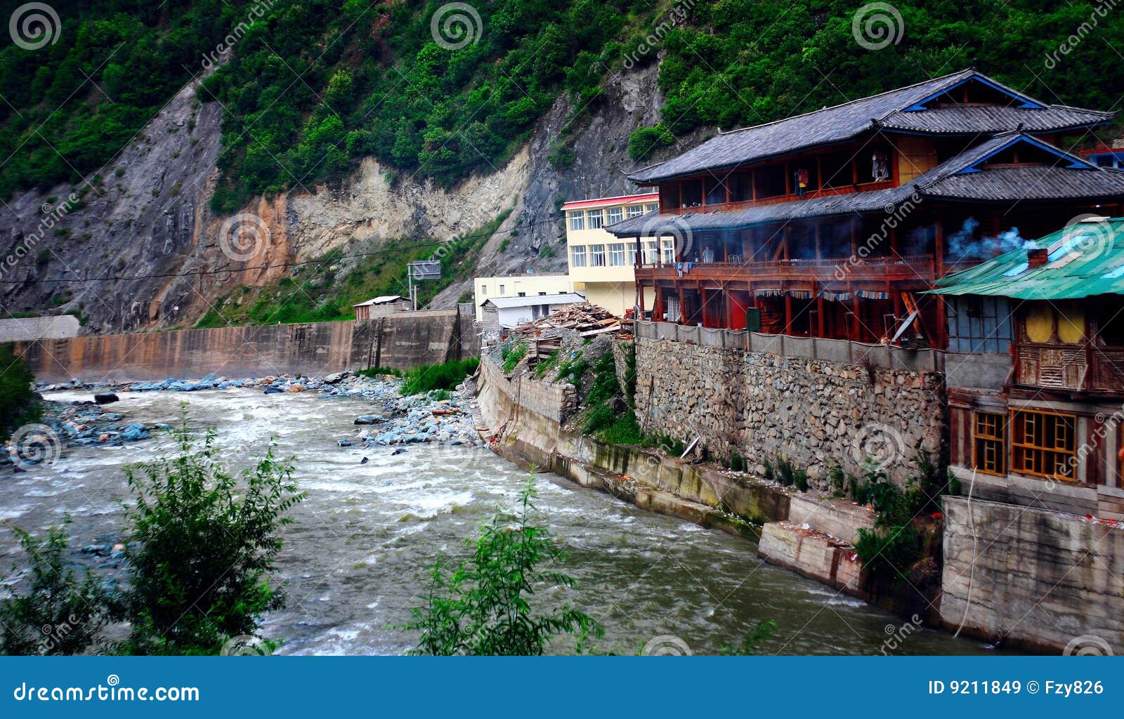 Riverside stock image. Image of shangrila, affluent, changjiang - 9211849