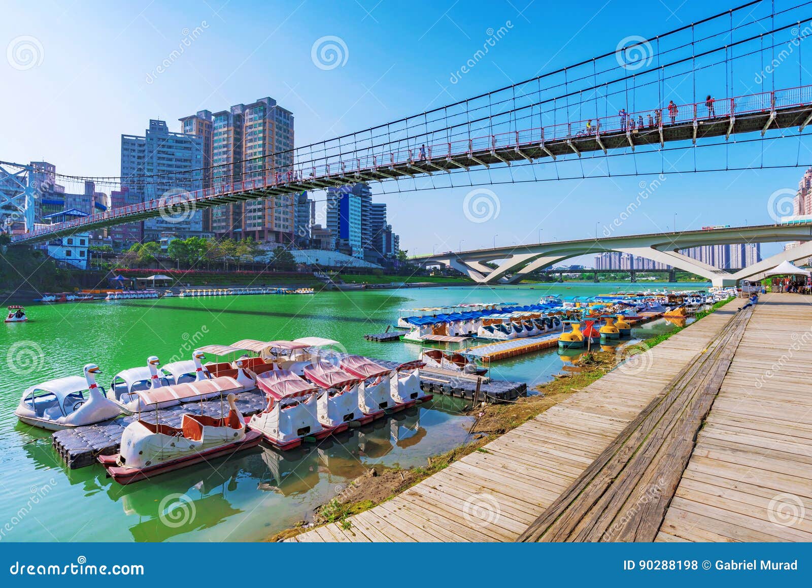 Riverside area of Bitan stock photo. Image of boats, taipei - 90288198