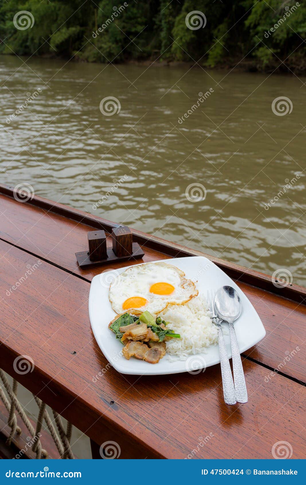 Riverside Breakfast with Thaifood Stock Photo - Image of multi, heat ...