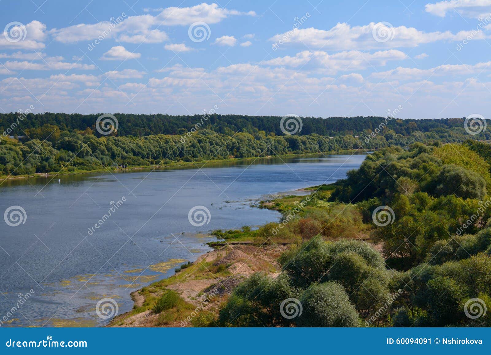 Riverside in a Bright Summer Day Stock Image - Image of bank, landscape ...