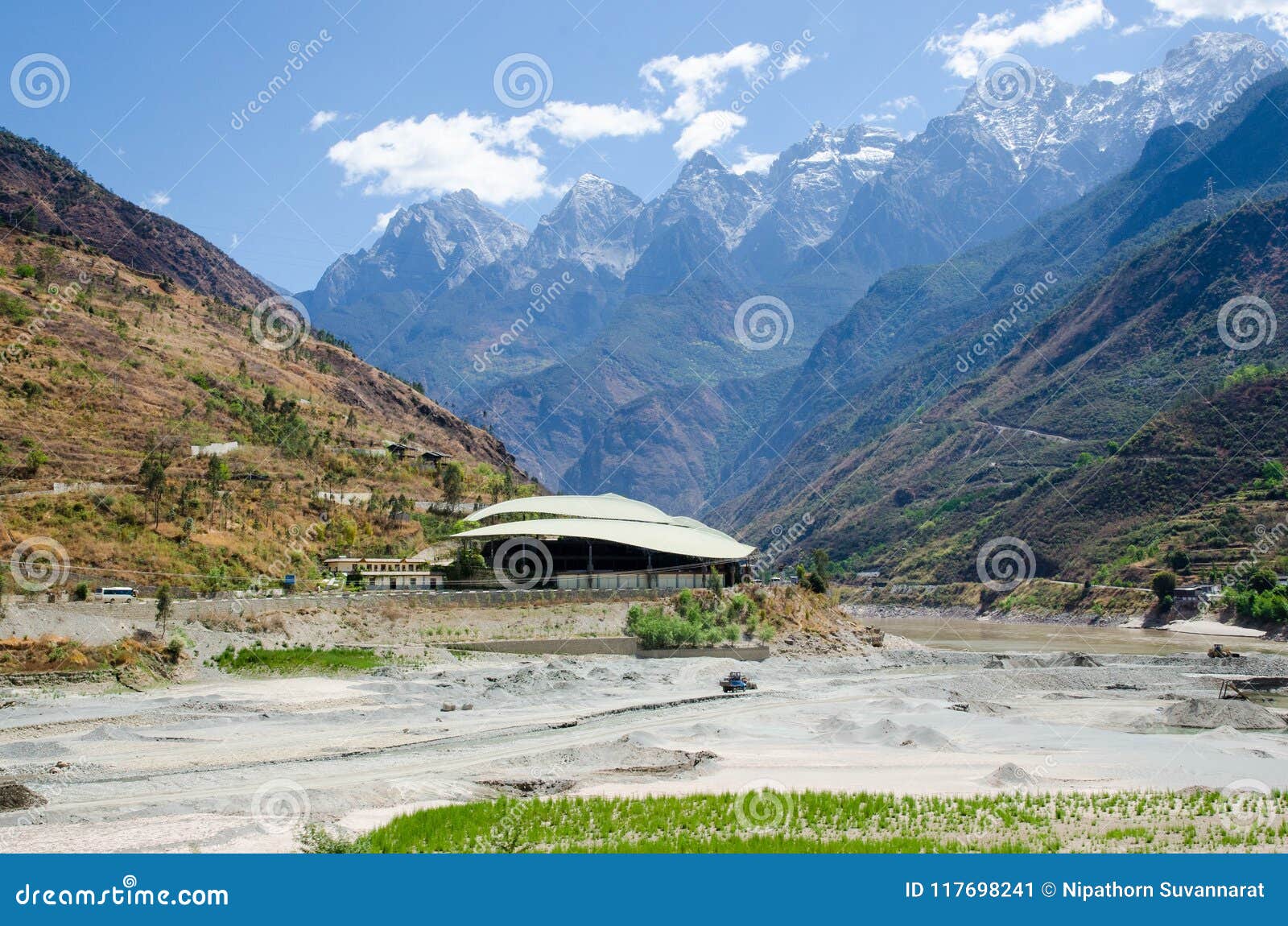 Riverside Cement Factory in the Summer Sky. Stock Image - Image of ...