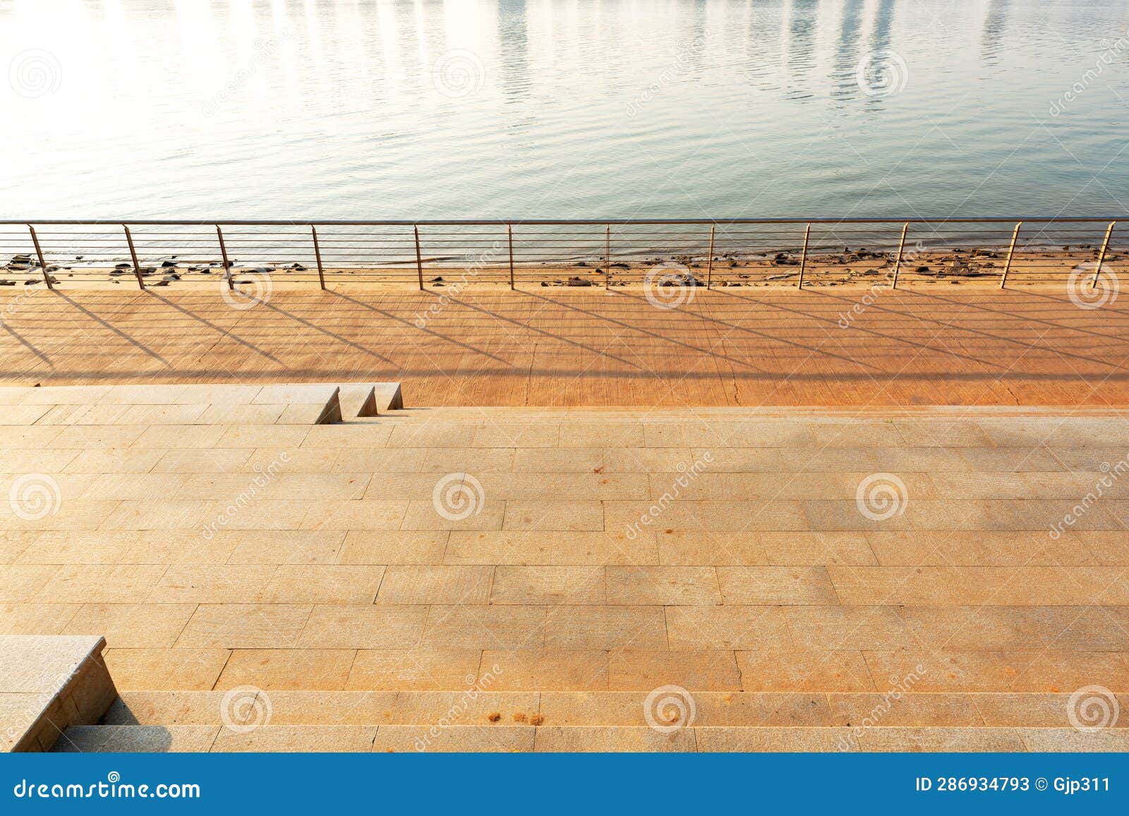 Riverside Cityscape with Viewing Platform Stock Image - Image of ...
