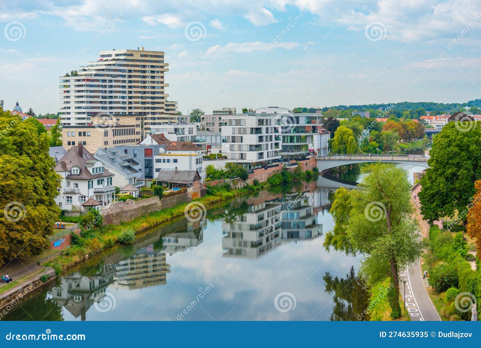 Riverside of Danube at German Town Ulm Stock Image - Image of wall ...