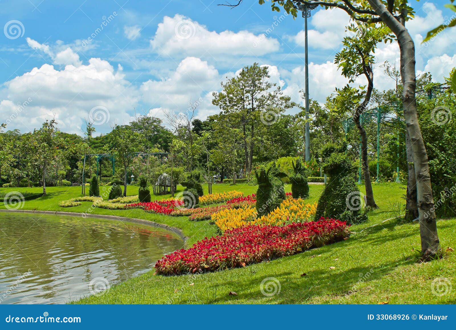 Riverside garden. stock photo. Image of nature, lawn - 33068926