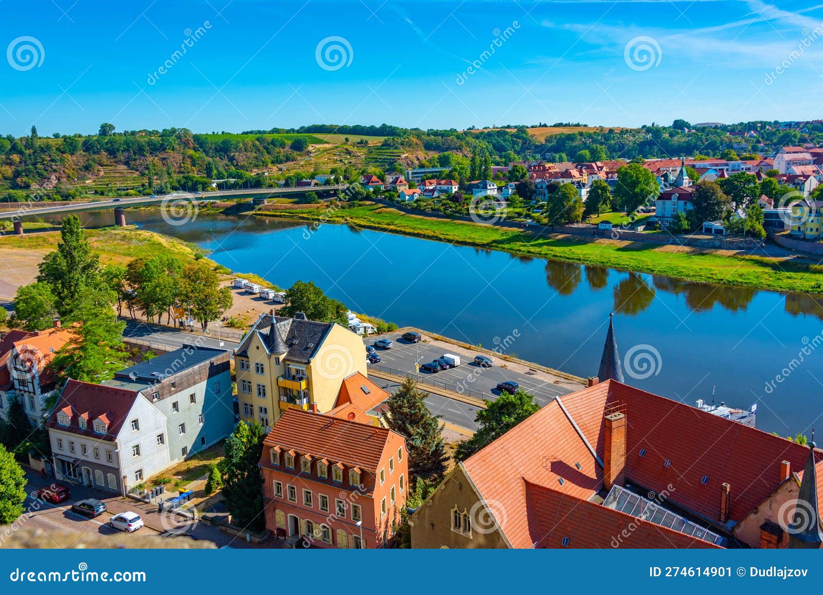 Riverside of German Town Meissen Stock Image - Image of shore ...