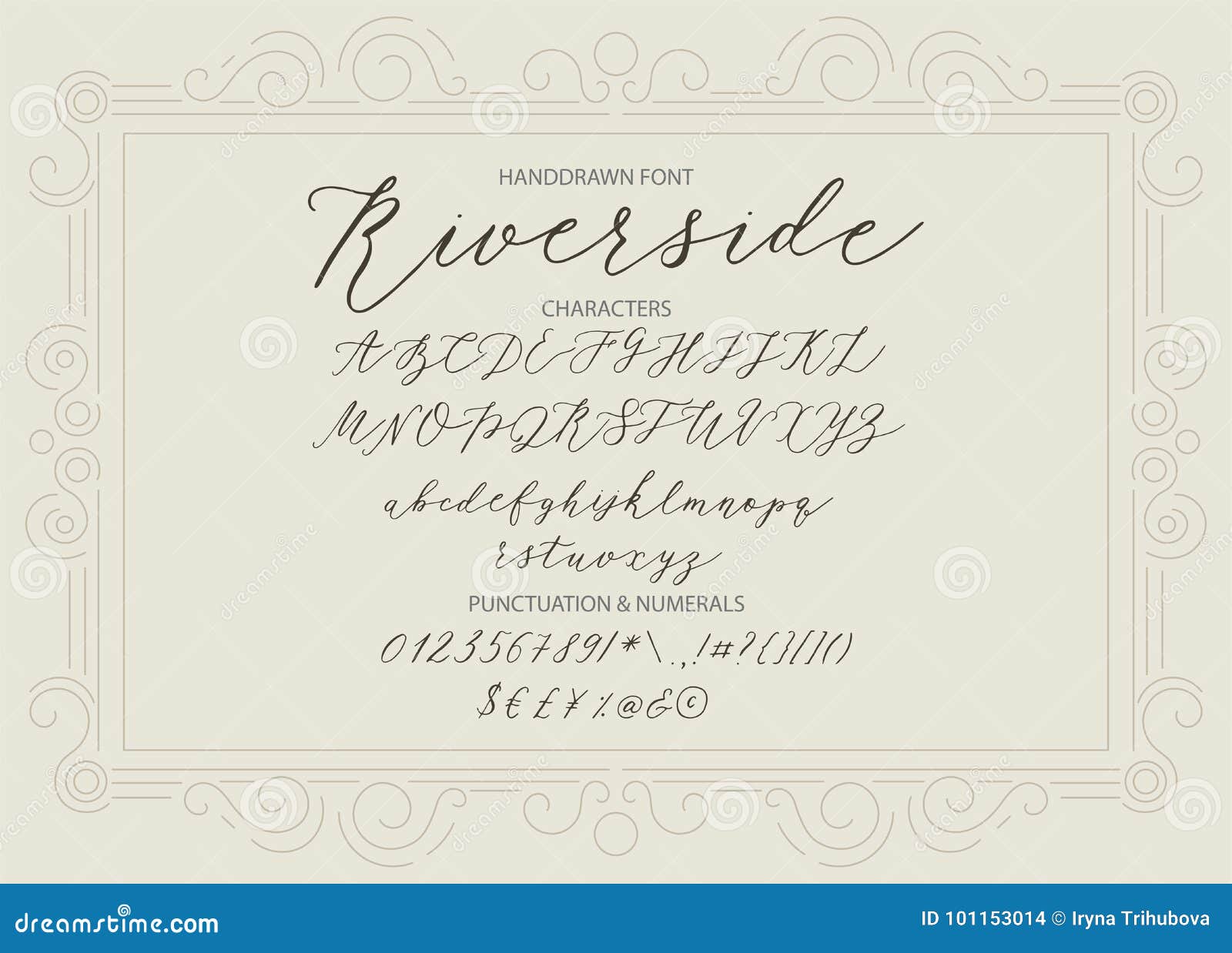 Riverside - Handwritten Script Font. Vector Illustration ...