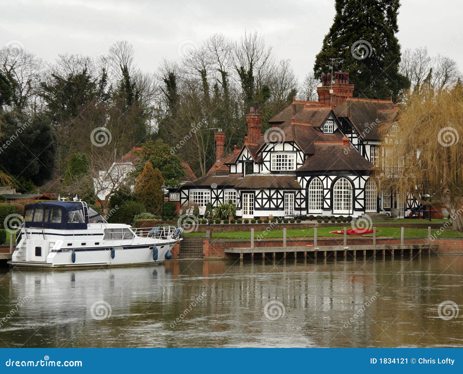 Riverside House stock image. Image of wealth, river, tourism - 1834121