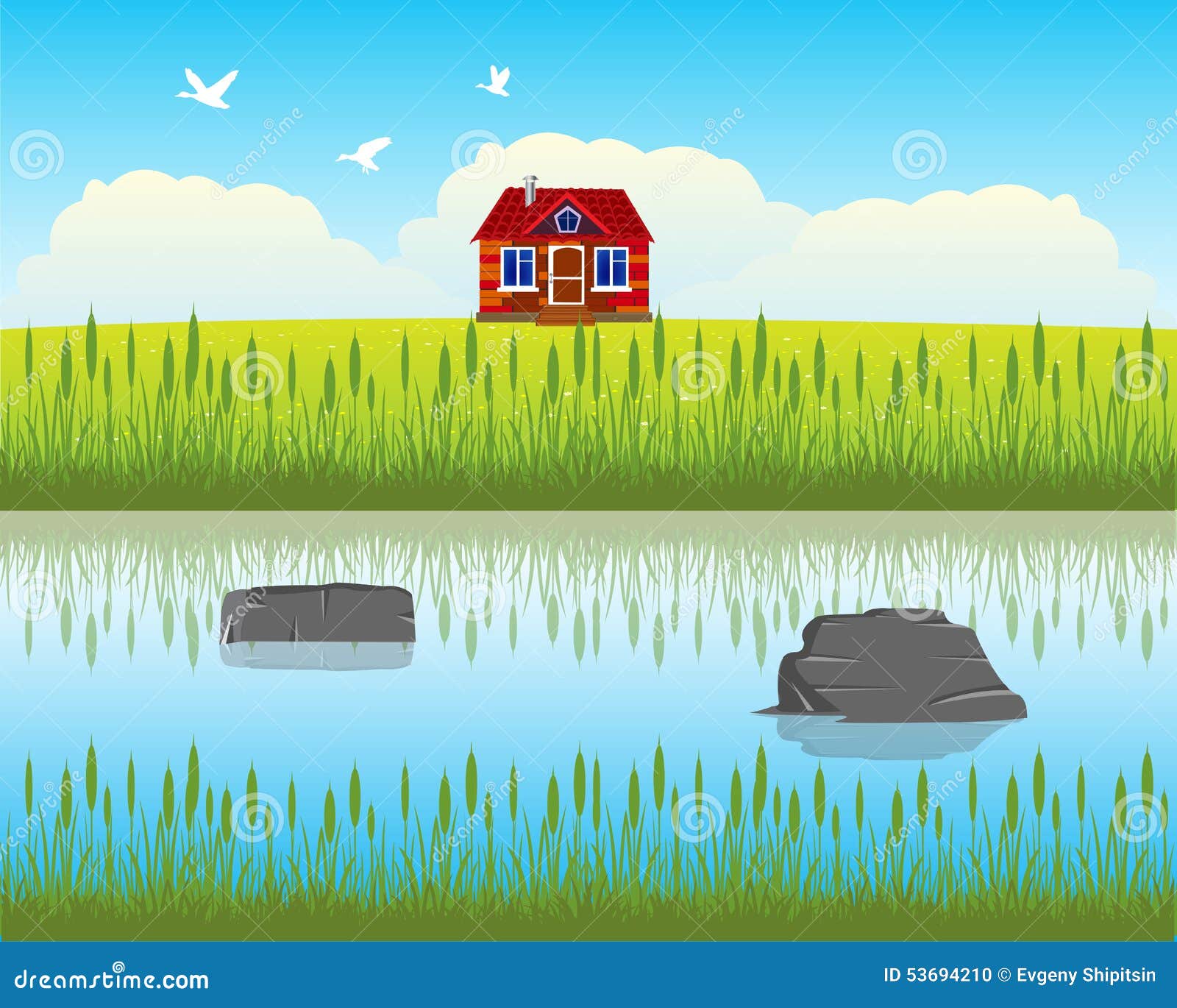 Riverside House stock illustration. Illustration of beautiful - 53694210