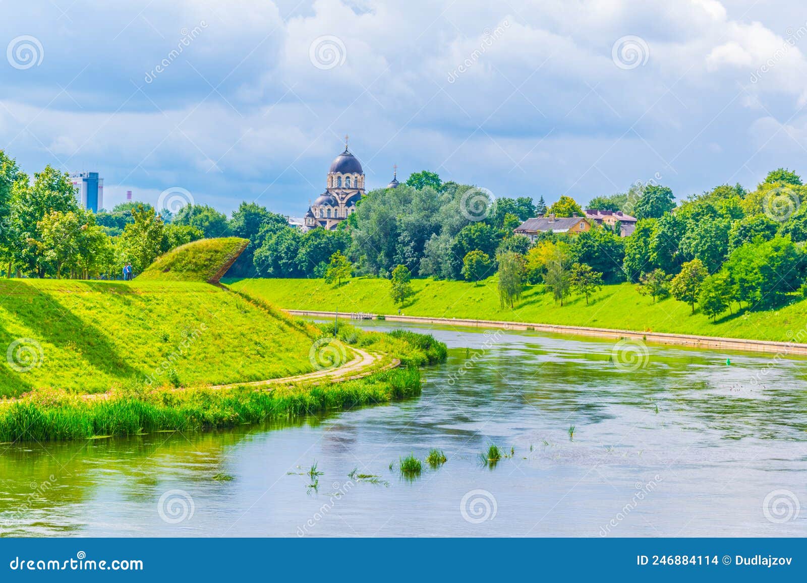 Riverside of the Neris River in Vilnius, Lithuania....IMAGE Stock Photo ...