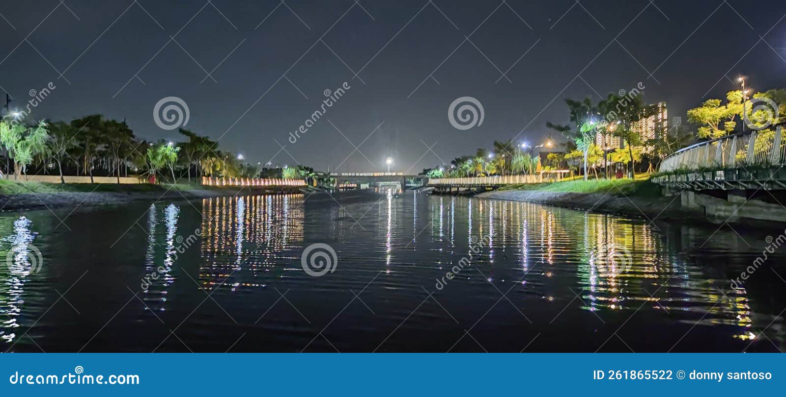 Riverside night view stock photo. Image of night, outdoor - 261865522