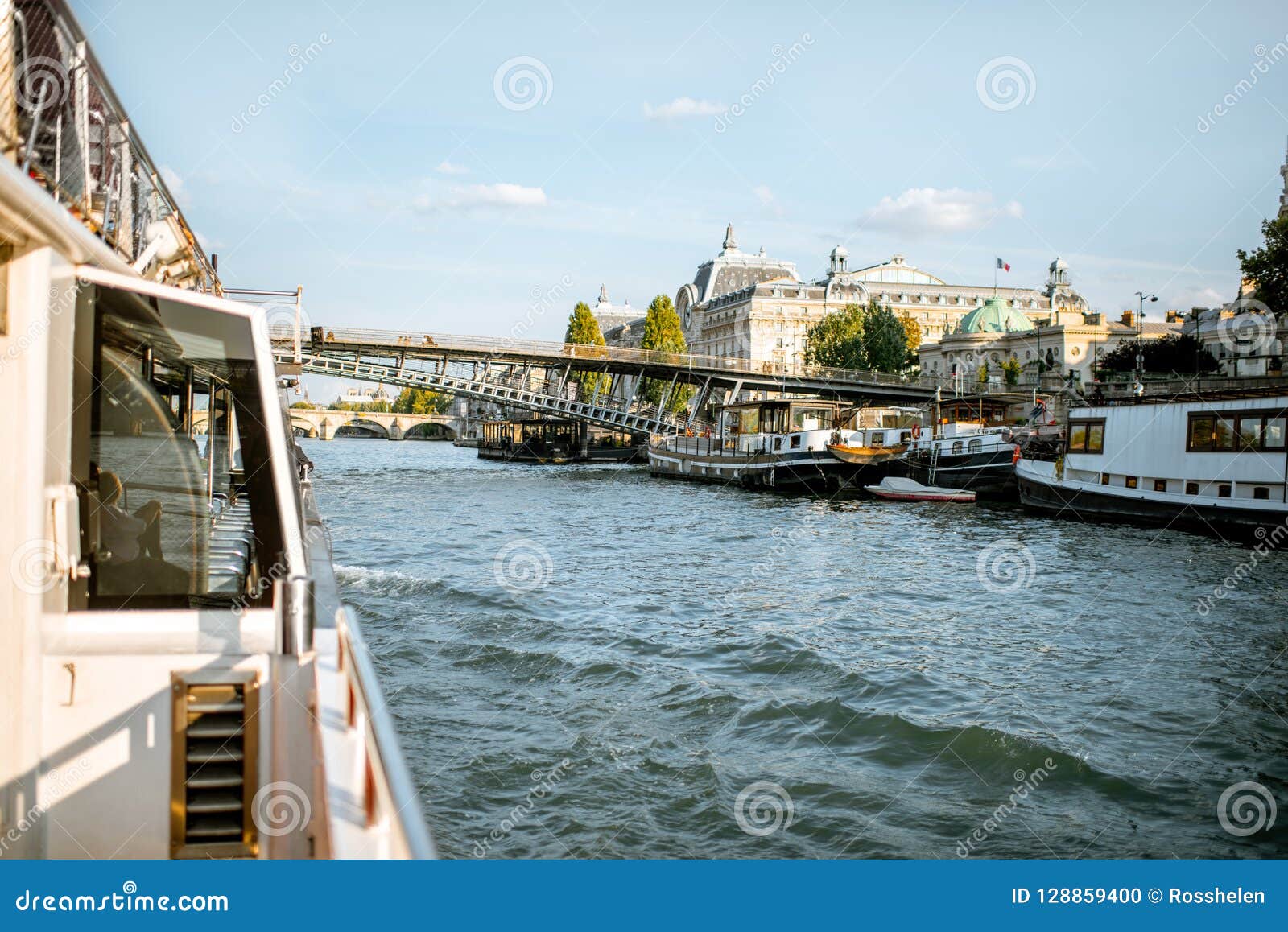 Riverside in Paris stock photo. Image of seine, sailing - 128859400